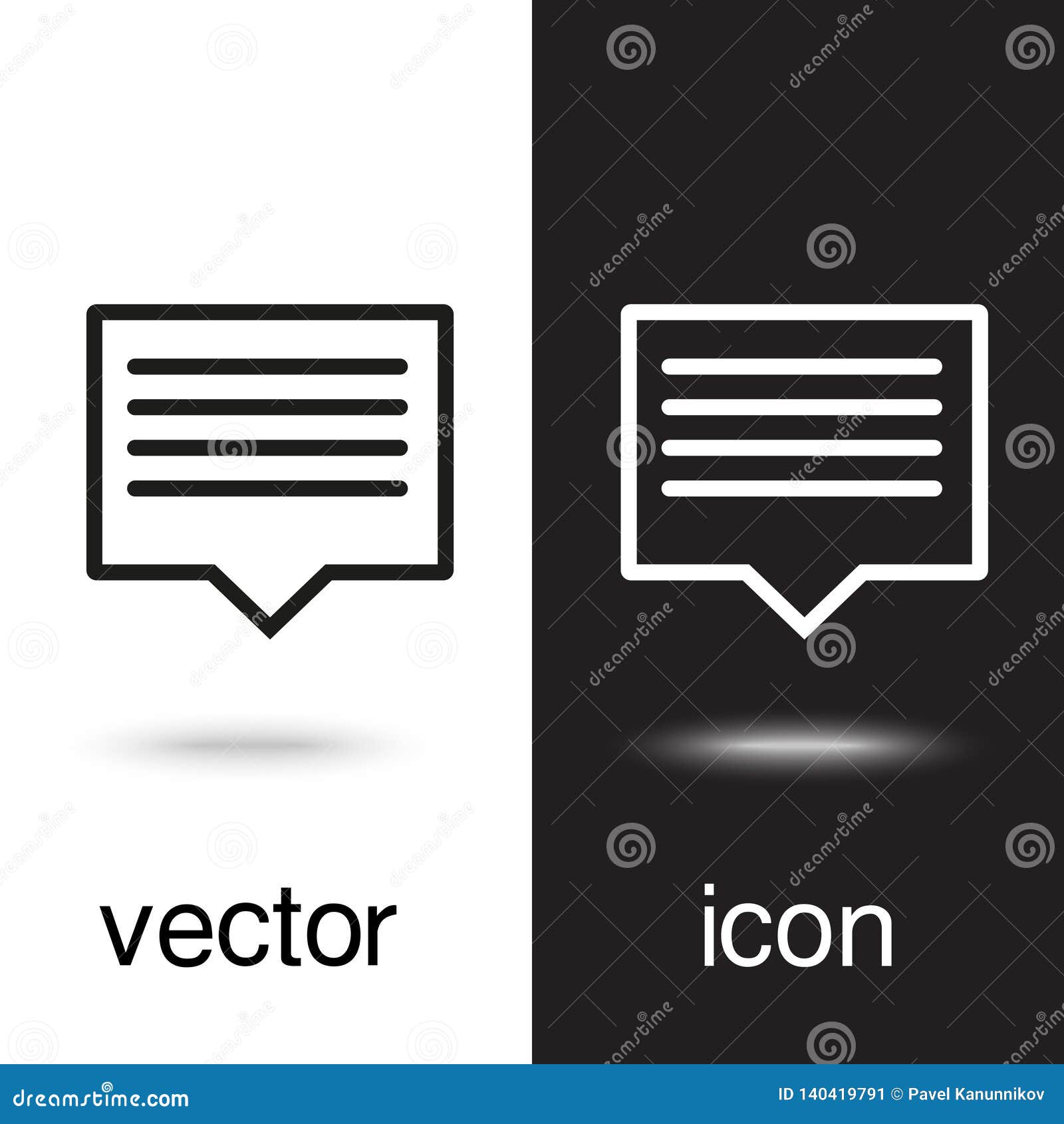 Vector Icon of Chat, Message on Black and White Background Stock Vector ...