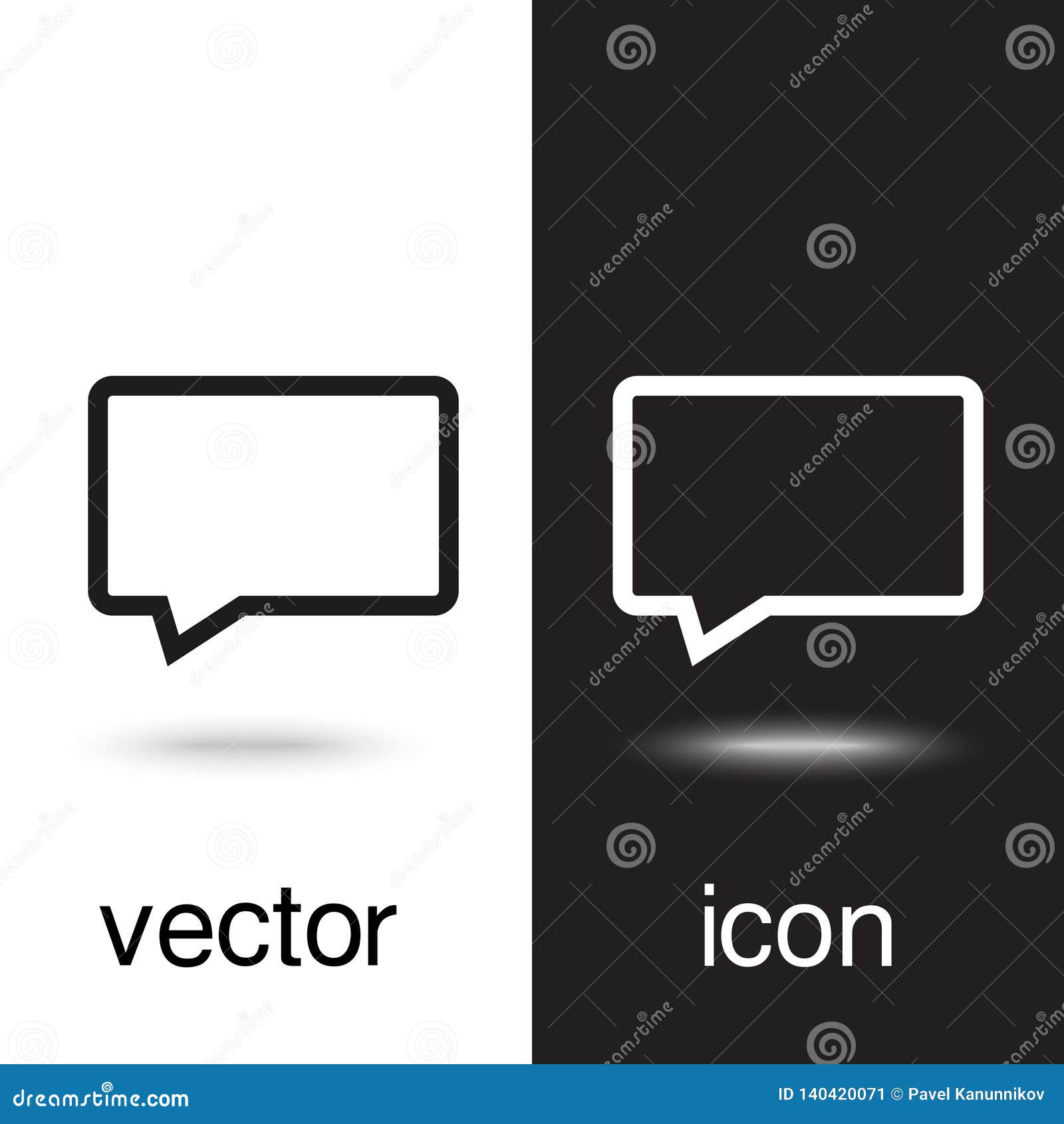 Vector Icon of Chat, Message on Black and White Background Stock Vector ...