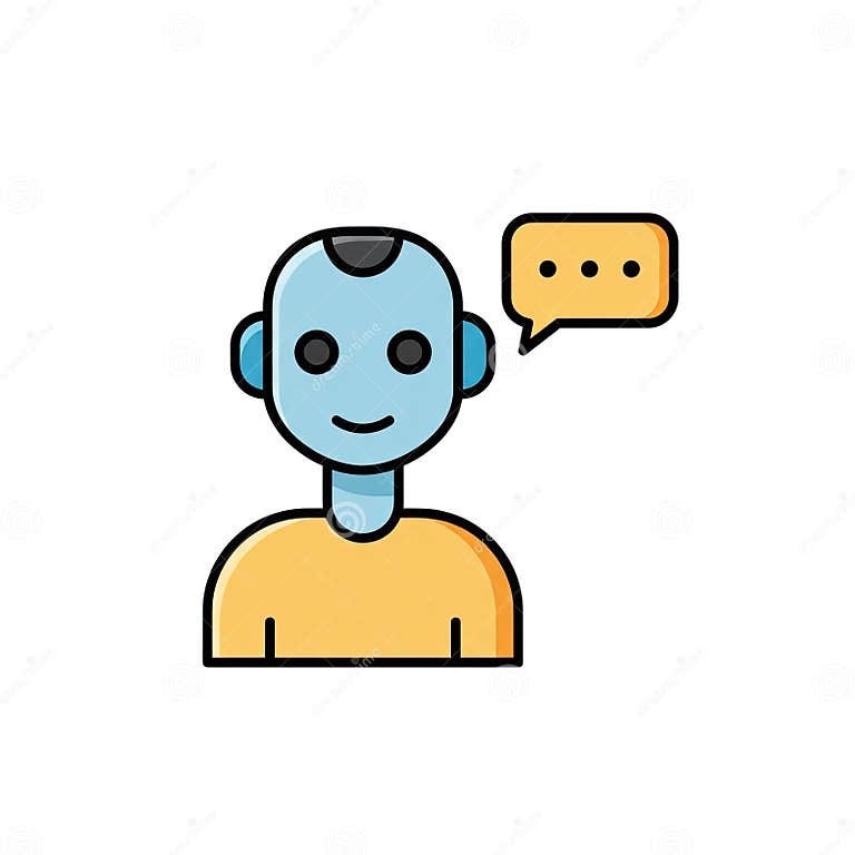 Vector Icon of a Chatbot with a Speech Bubble Stock Illustration ...