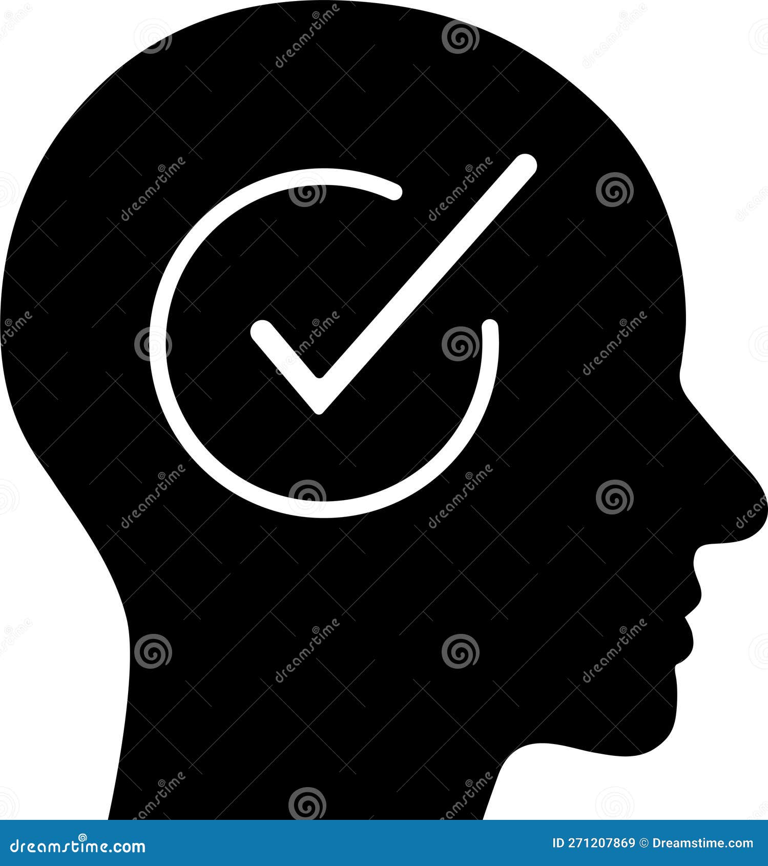 Vector Icon of Check Mark in Human Head As a Concept of Personal Choice ...