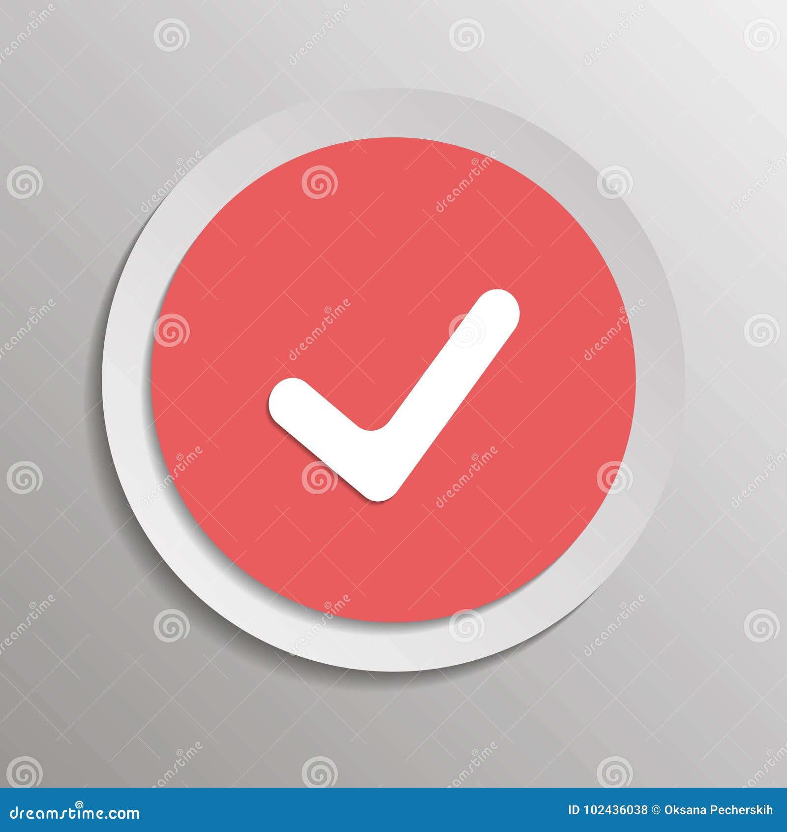 Vector Icon Check. Vector Illustration on a Sticker with Shadow Stock ...