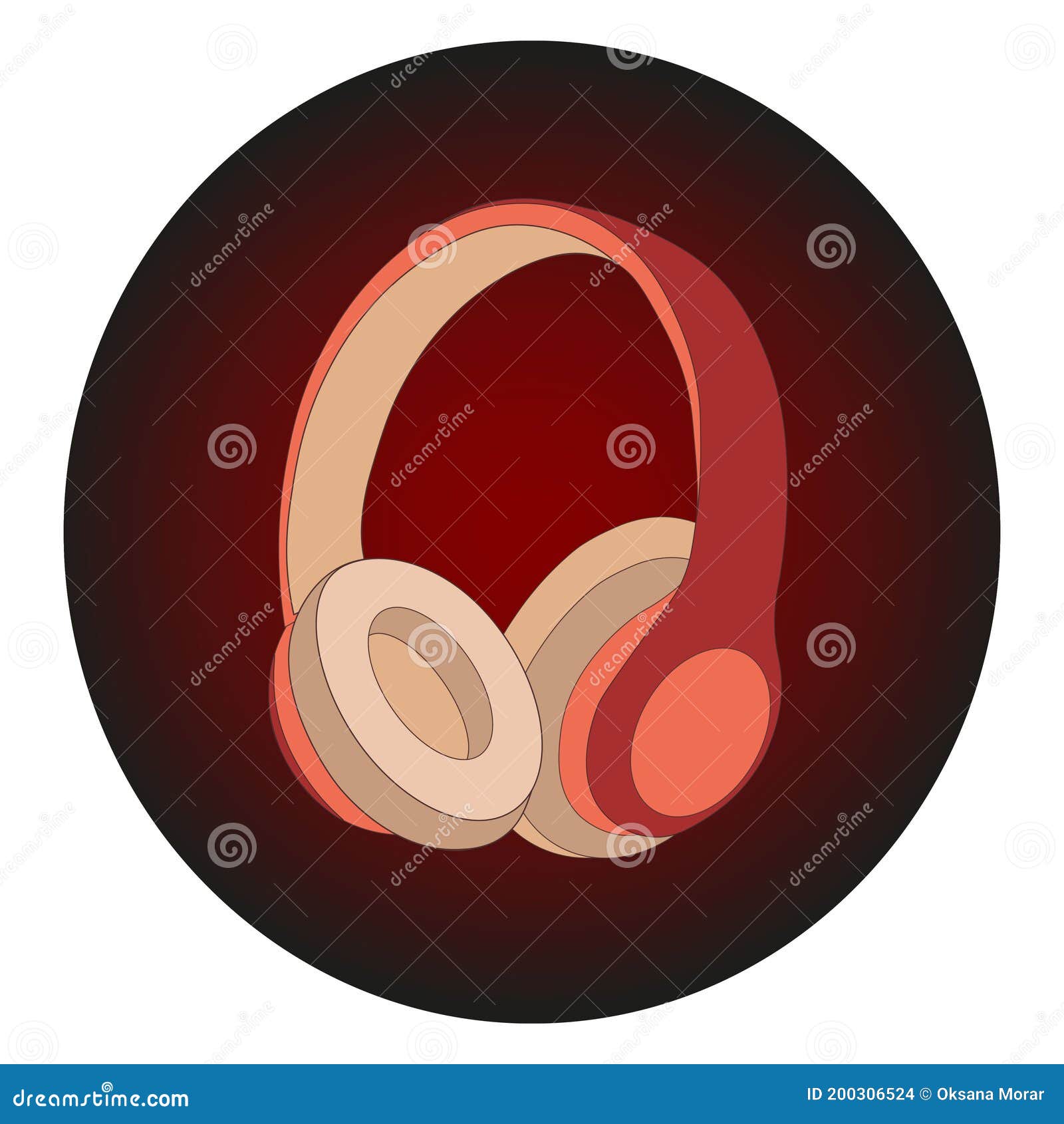 Vector Icon in a Circle Headphones Stock Vector - Illustration of ...