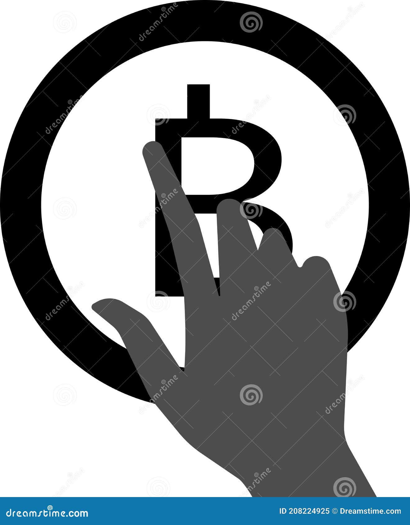 Vector Icon of Clicking the Bitcoin Button. Stock Vector - Illustration ...