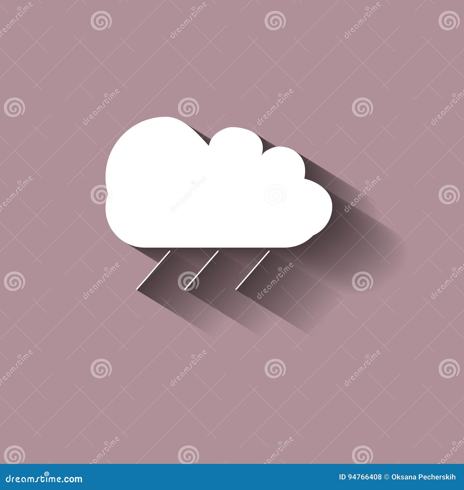 Vector Icon Cloud of Rain, with Shadow Stock Vector - Illustration of ...