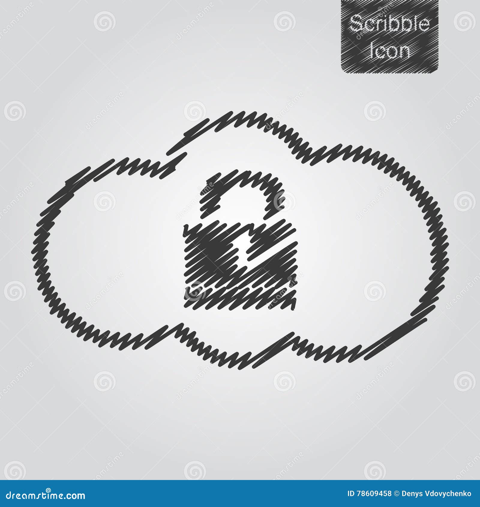 Vector Icon of Cloud Security Concept in Scribble Style Stock Vector ...