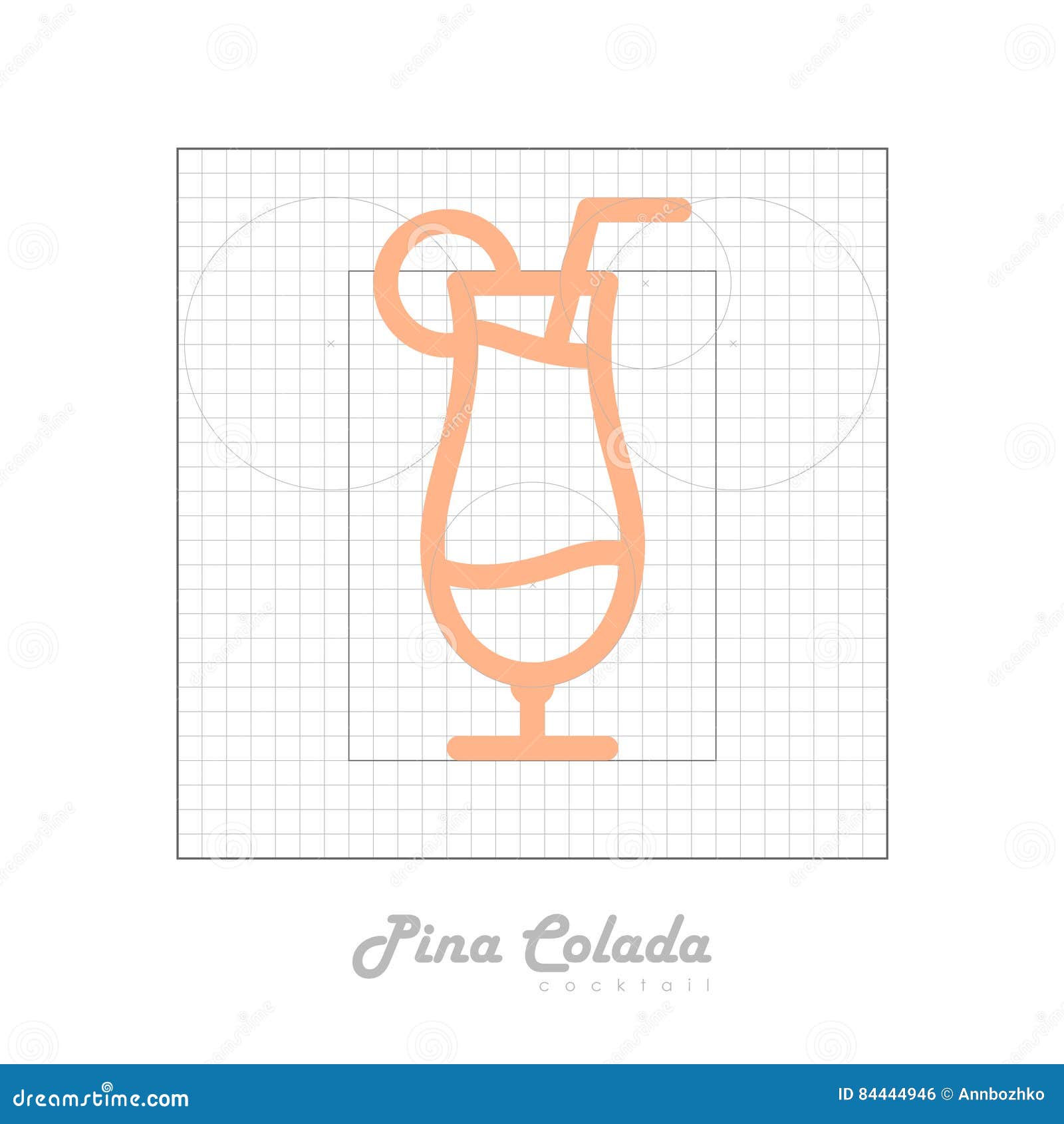 Vector Icon of Cocktail with Modular Grid. Pina Colada Stock Vector ...