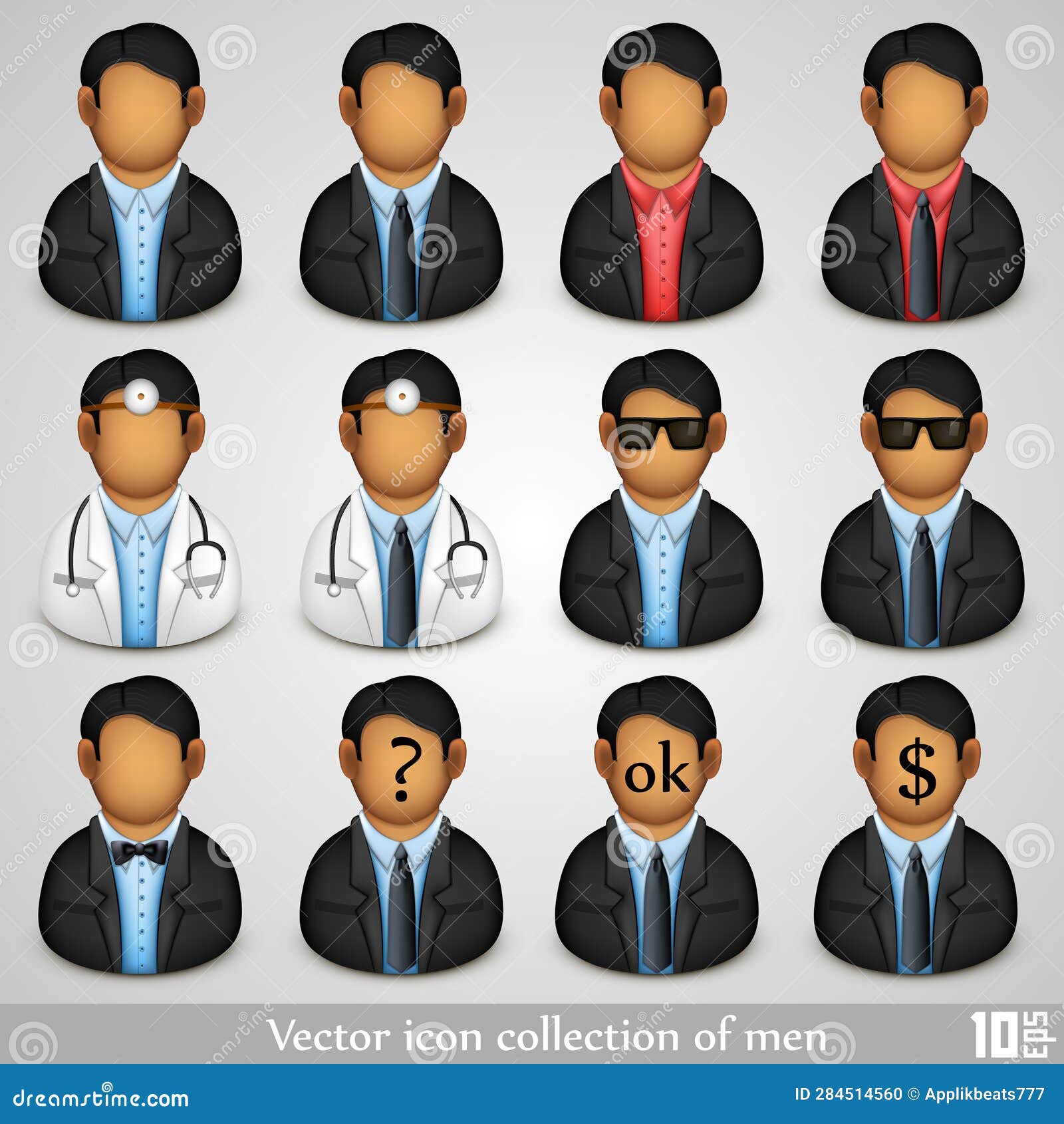 Vector Icon Collection of Men Stock Vector - Illustration of admin ...