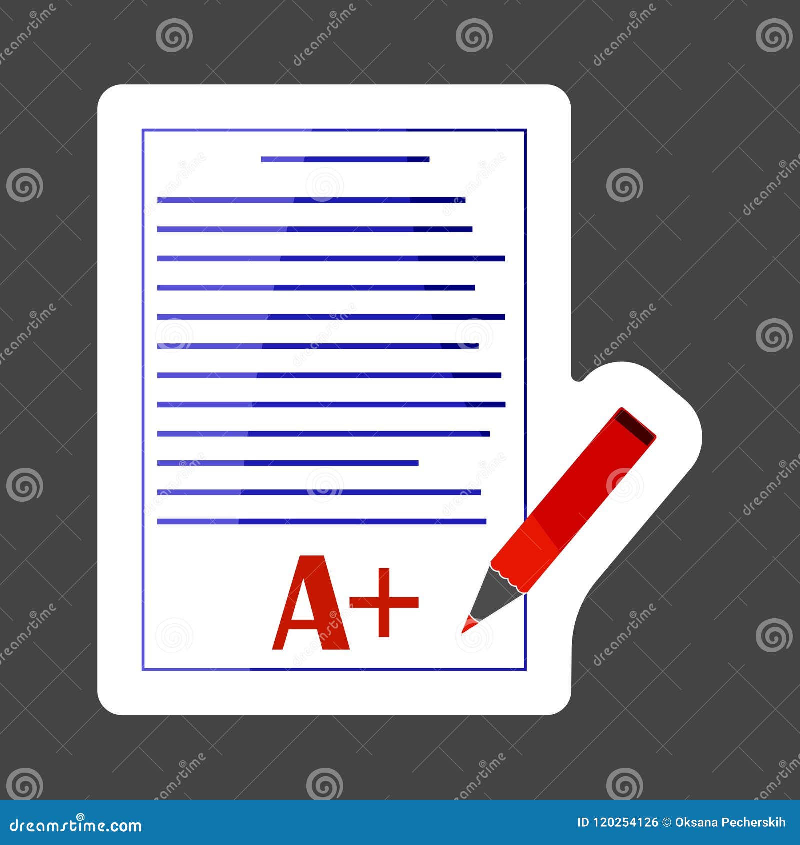 Vector Icon Colored Sticker School Form with Grades. Excellent Stock ...