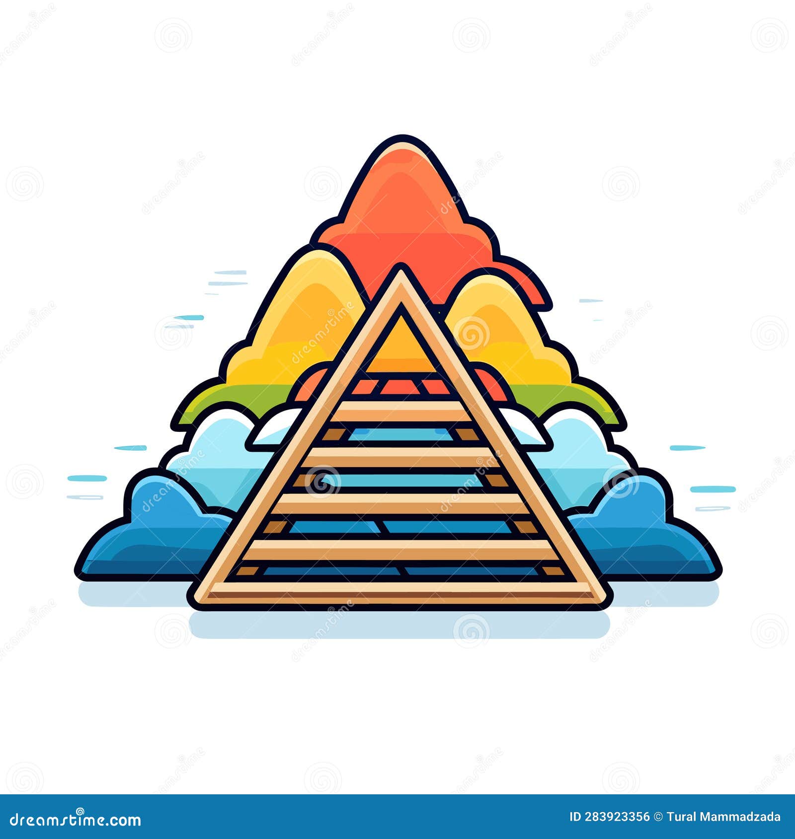 Vector Icon of a Colorful Pyramid with a Stunning Rainbow Backdrop ...