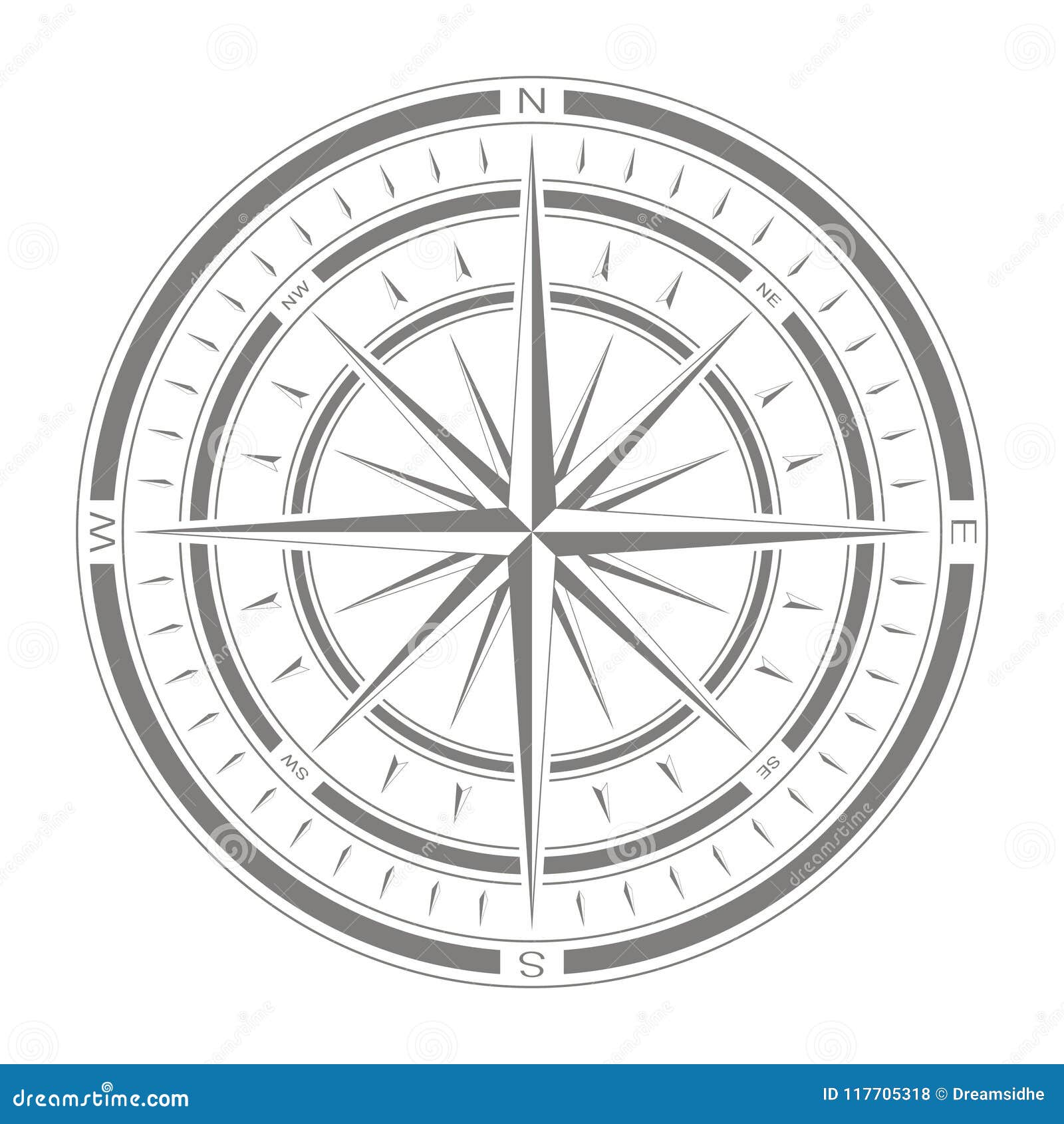 Vector Icon with Compass Rose Stock Vector - Illustration of ...