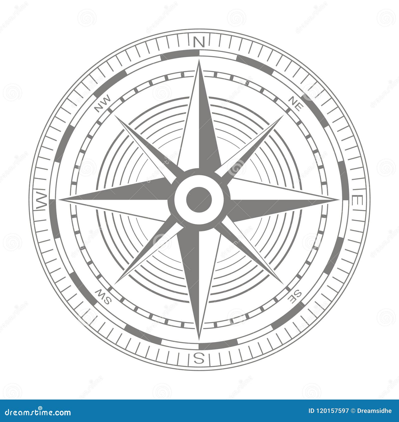 Vector Icon with Compass Rose Stock Vector - Illustration of navigation ...