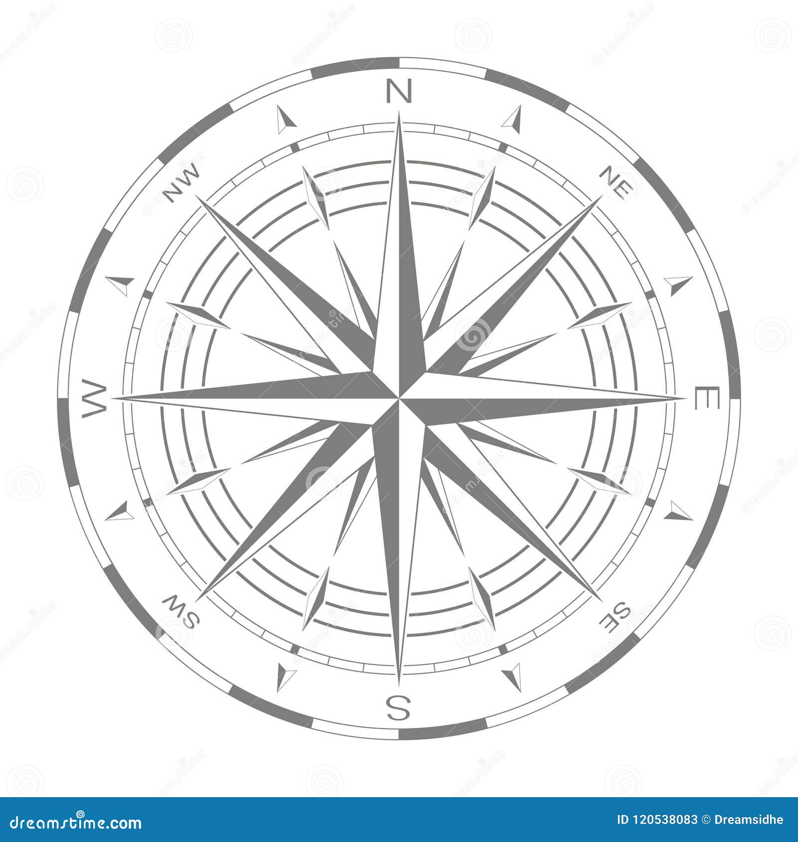 Vector Icon with Compass Rose Stock Vector - Illustration of sign, west ...