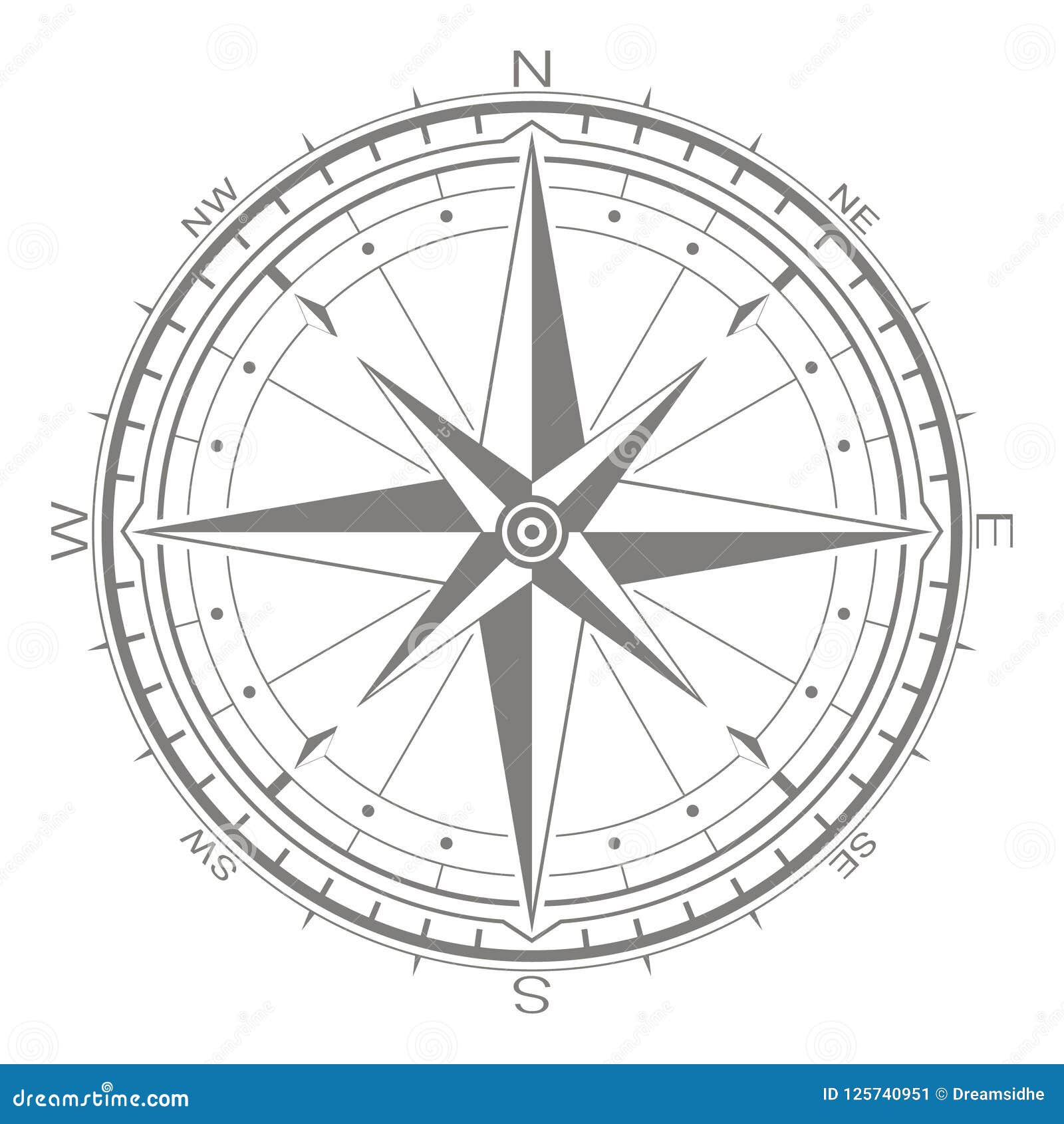 Vector Icon with Compass Rose Stock Vector - Illustration of arrow ...