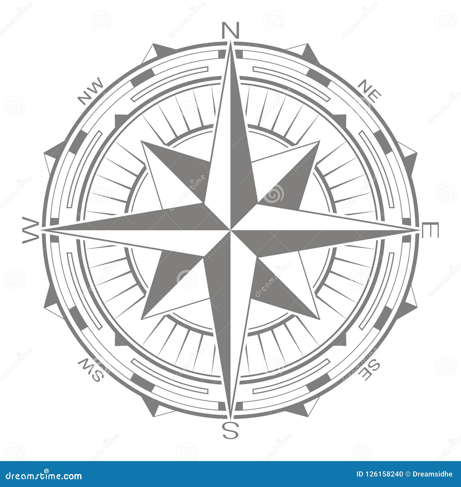 Vector Icon with Compass Rose Stock Vector - Illustration of vector ...