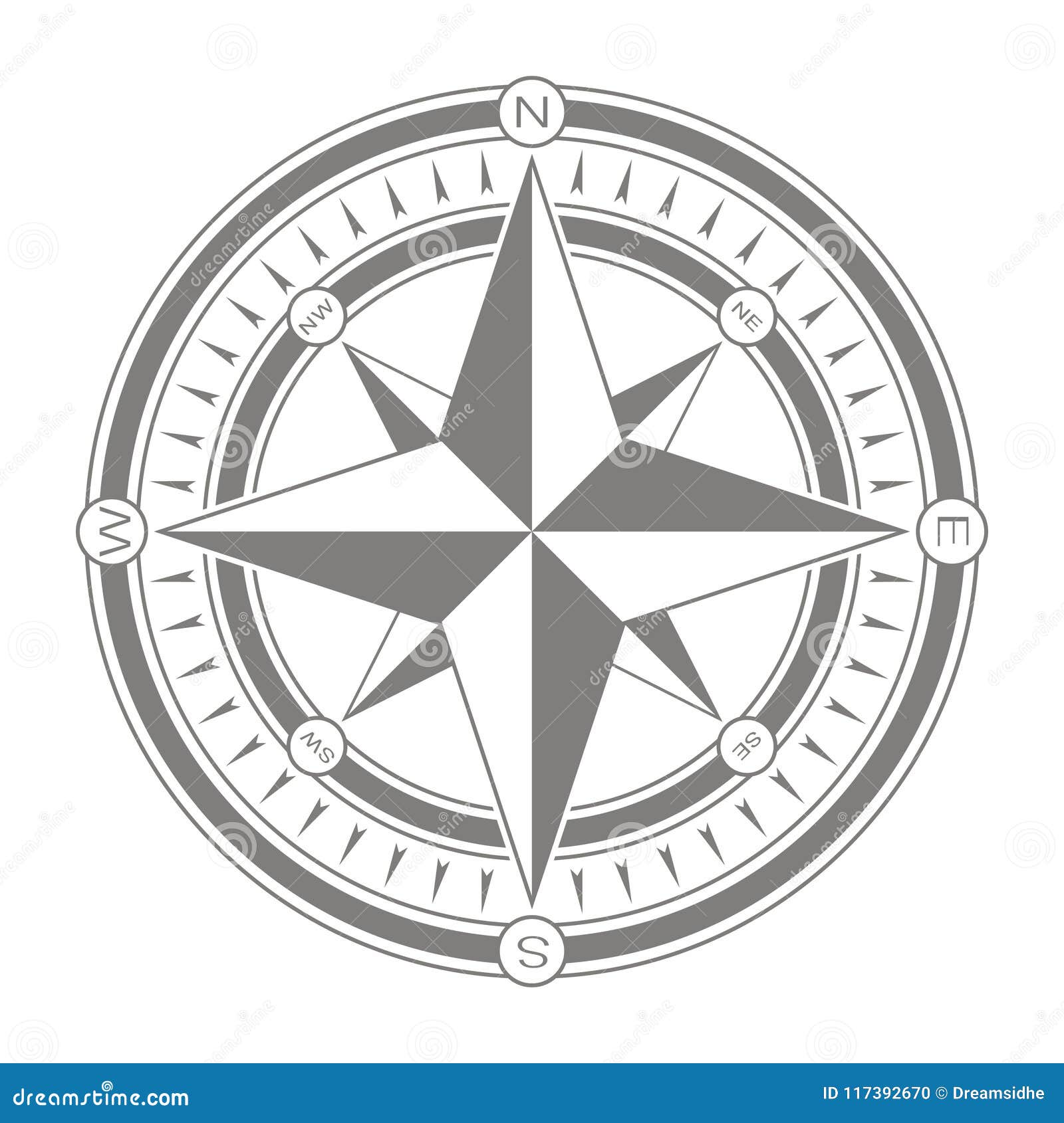 Vector Icon with Compass Rose Stock Vector - Illustration of symbol ...