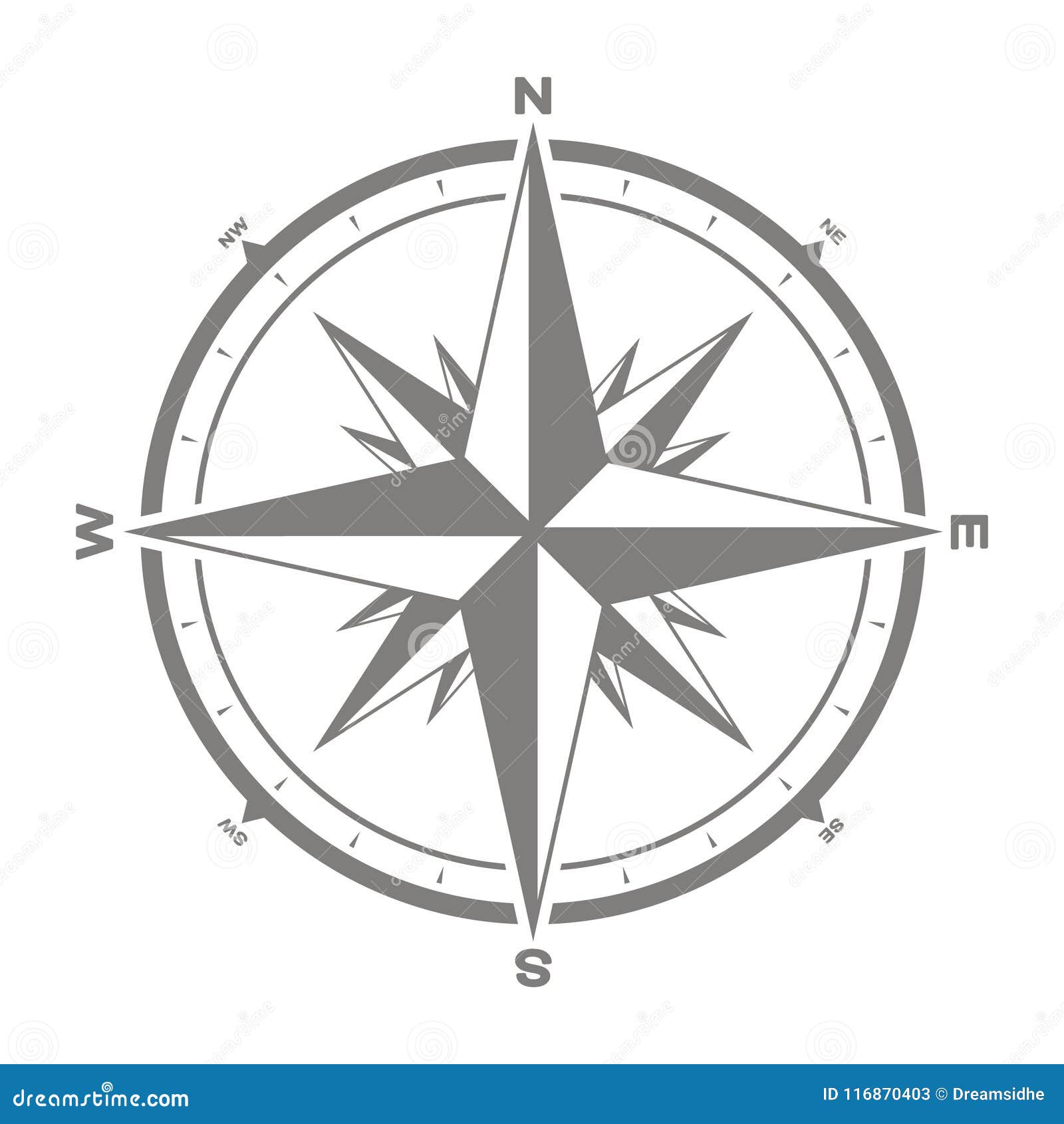 Vector Icon with Compass Rose Stock Vector - Illustration of travel ...
