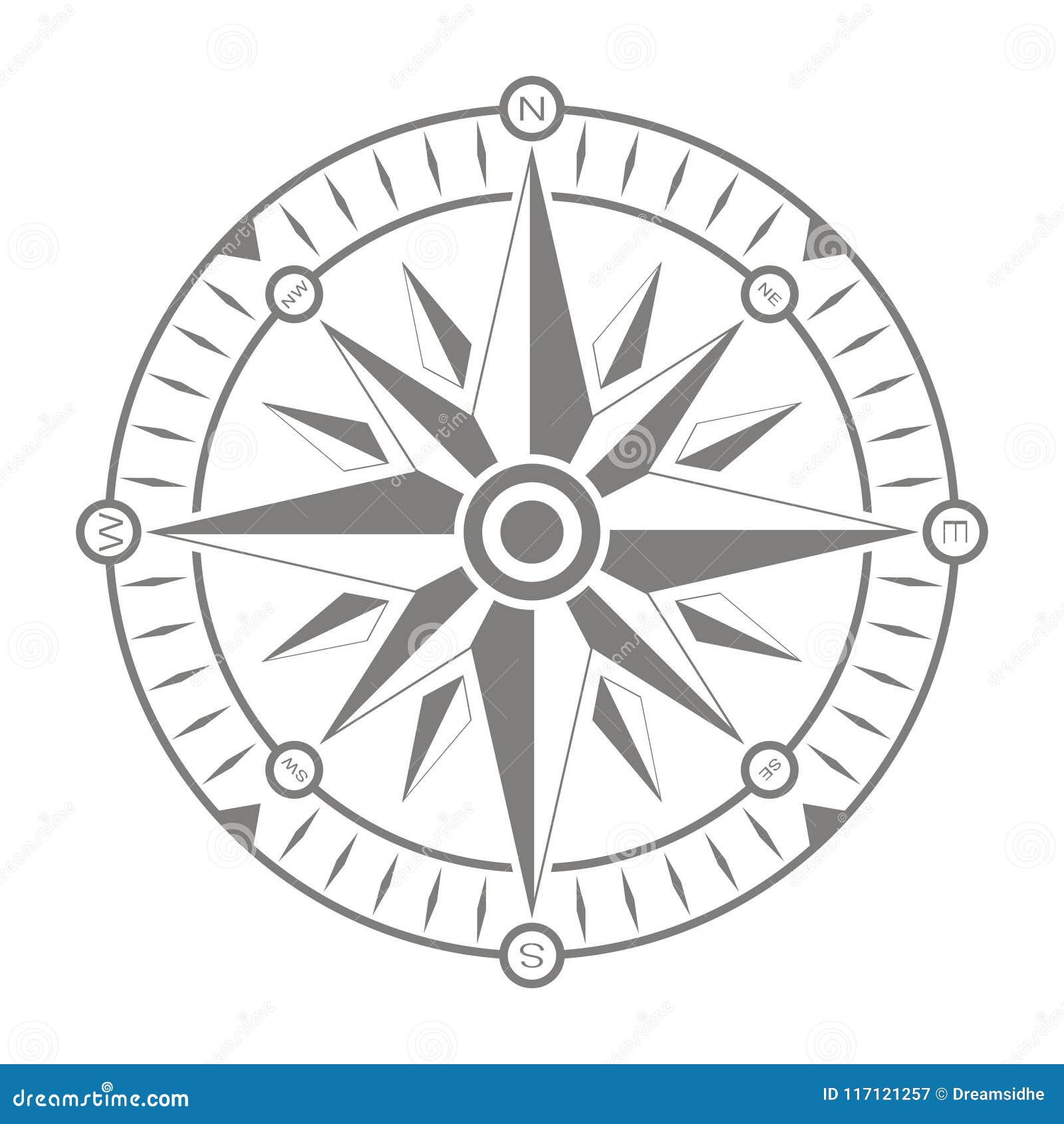 Vector Icon with Compass Rose Stock Vector - Illustration of icon, west ...