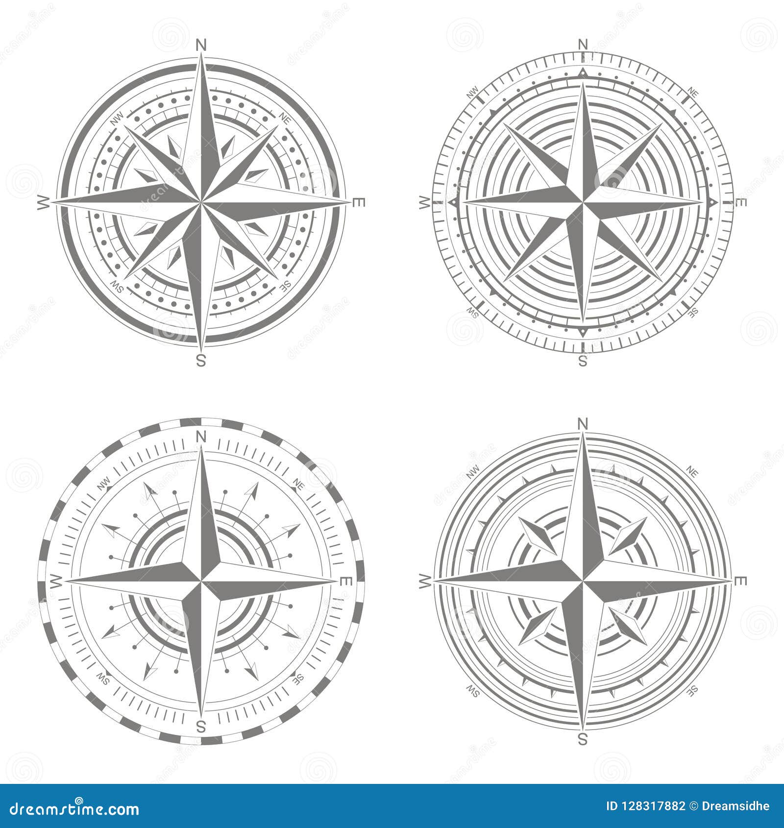 Vector Icon with Compass Rose Stock Vector - Illustration of nautical ...