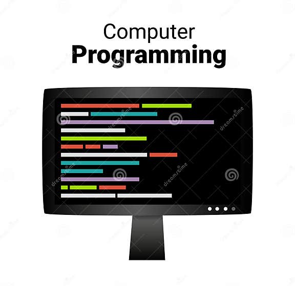 Vector Icon of Computer Programming Concept. Illustration of LCD ... Vector Icon of Computer Programming Concept. Illustration of LCD ...