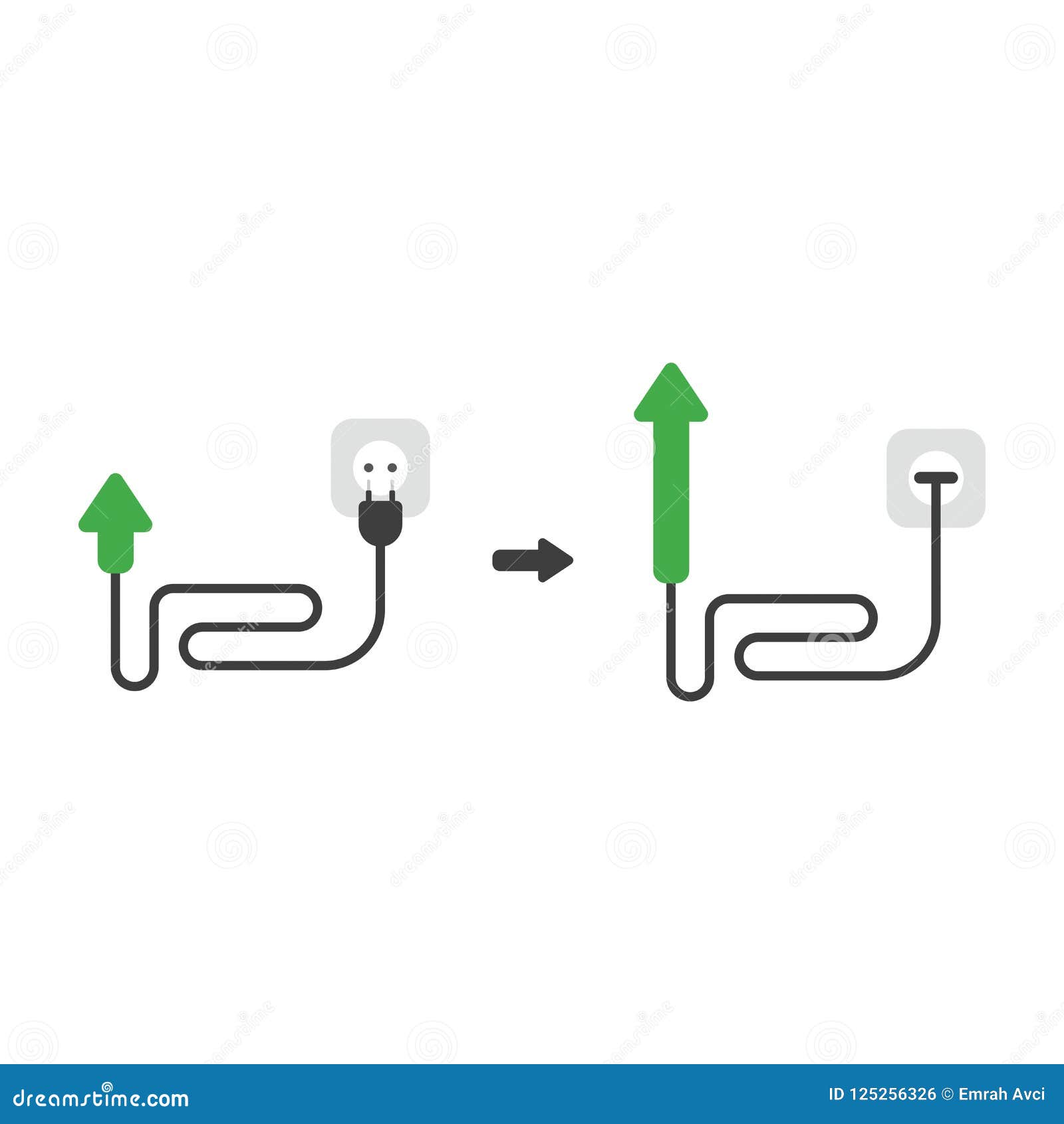 Vector Icon Concept of Arrow with Cable, Plug and Plugged into O Stock ...