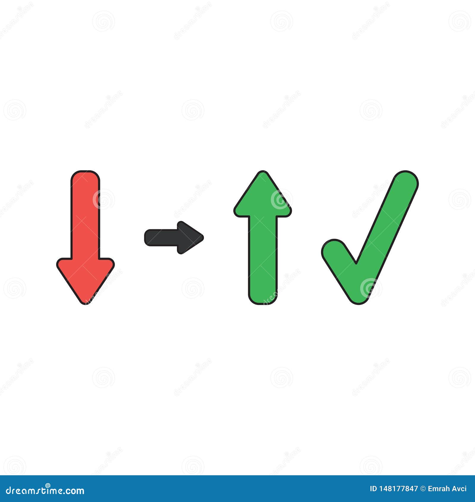Vector Icon Concept of Arrow Down and Up with Check Mark Stock Vector ...