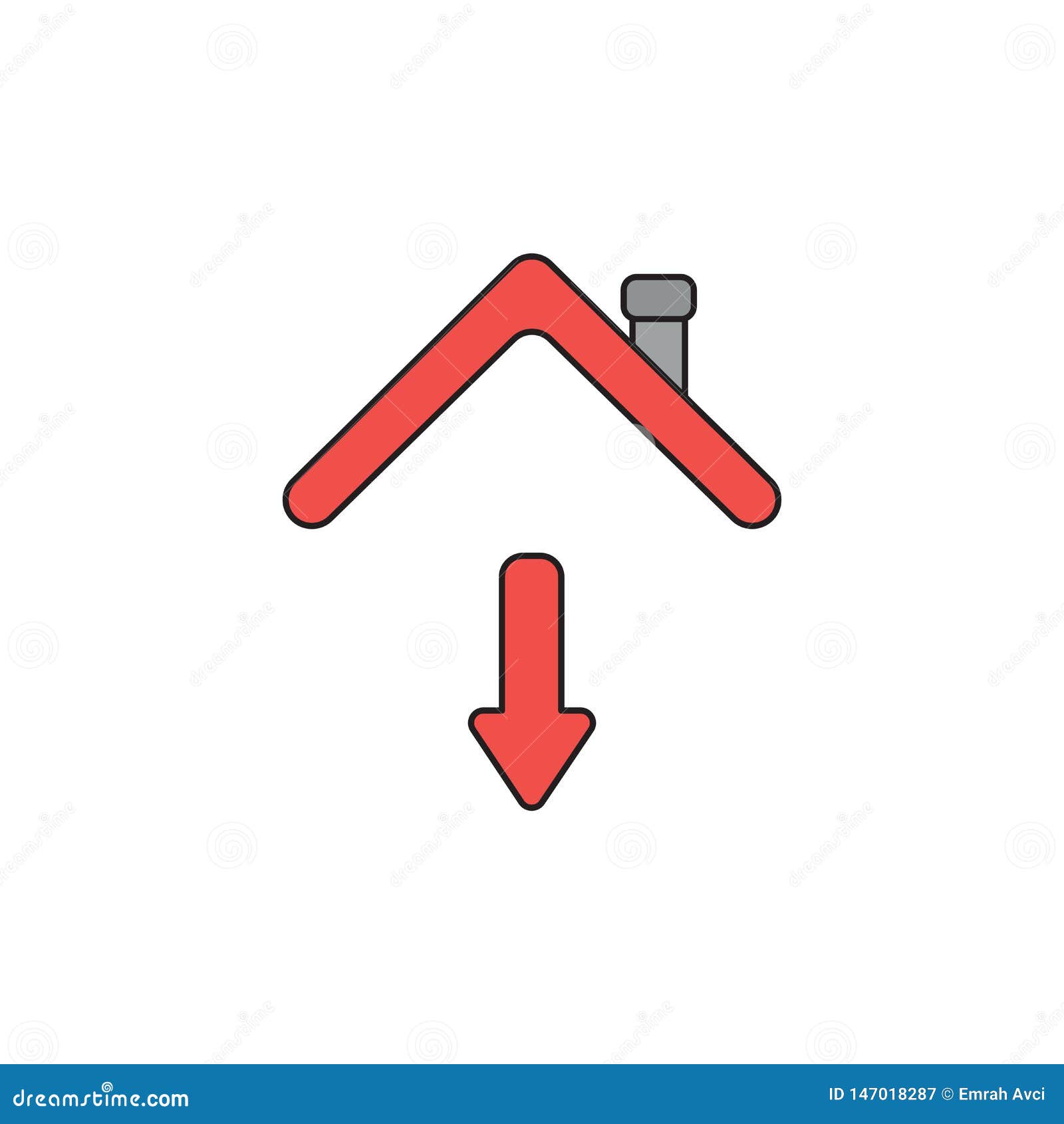 Vector Icon Concept of Arrow Moving Down Under House Roof Stock Vector ...
