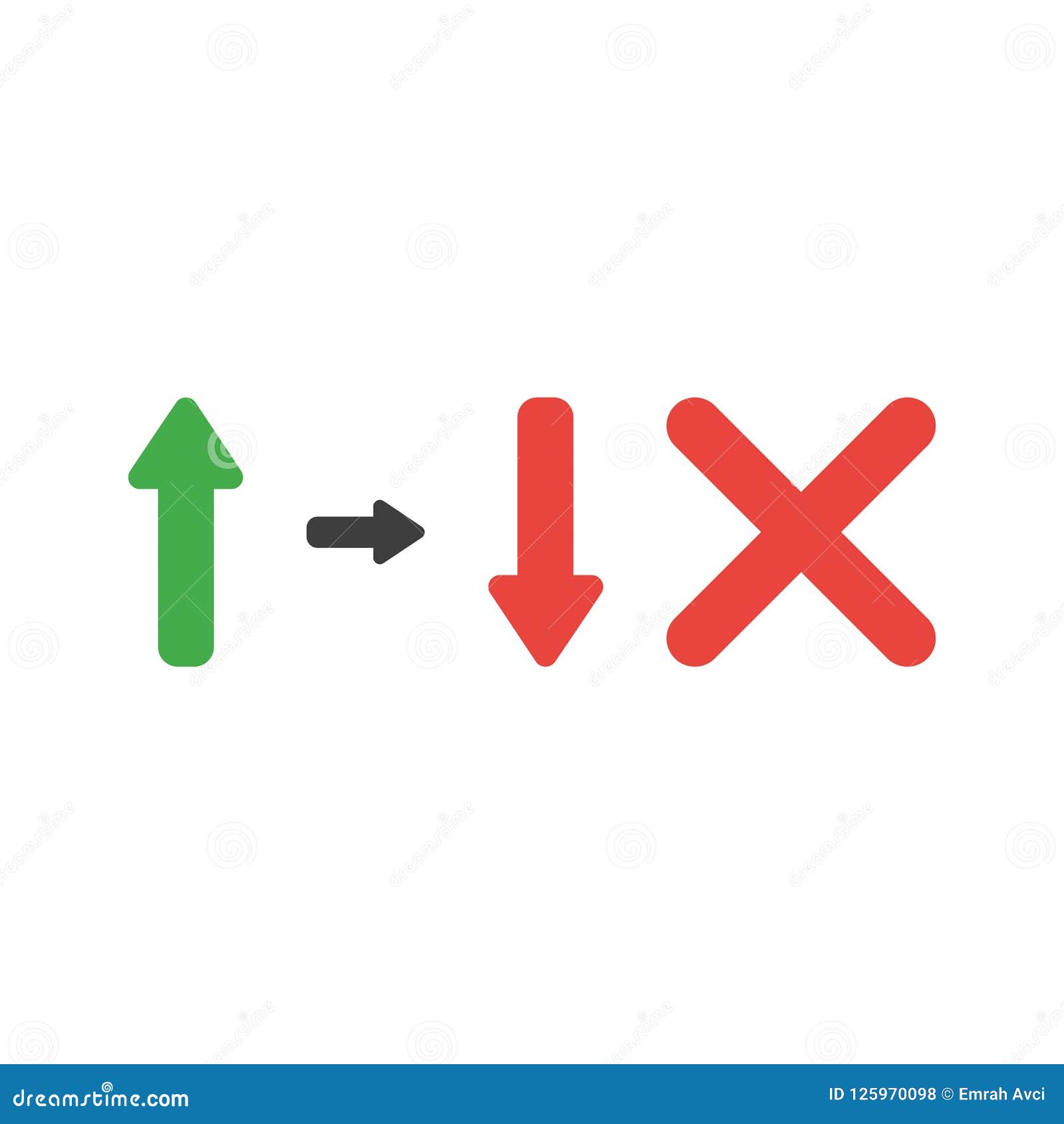 Vector Icon Concept of Arrow Moving Up and Down with X Mark Stock ...