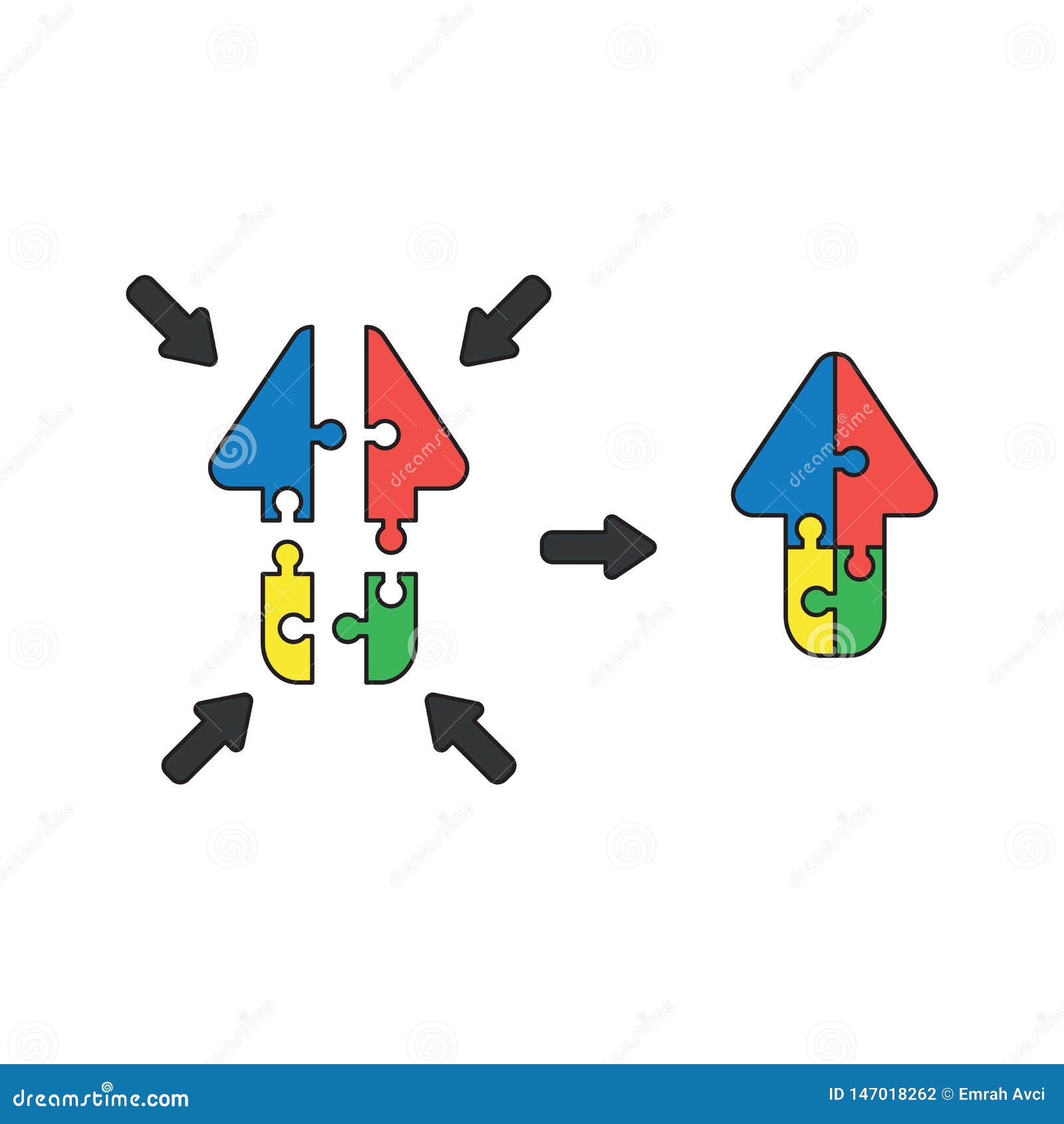 Vector Icon Concept of Arrow Shaped Puzzle Pieces Showing Up and ...