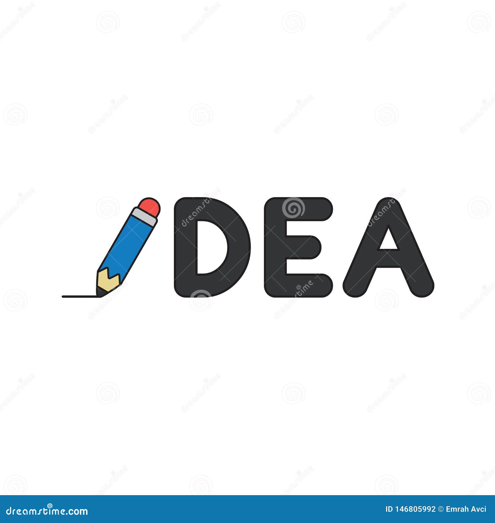 Vector Icon Concept of Idea Word with Pencil Drawing Line Stock Vector ...