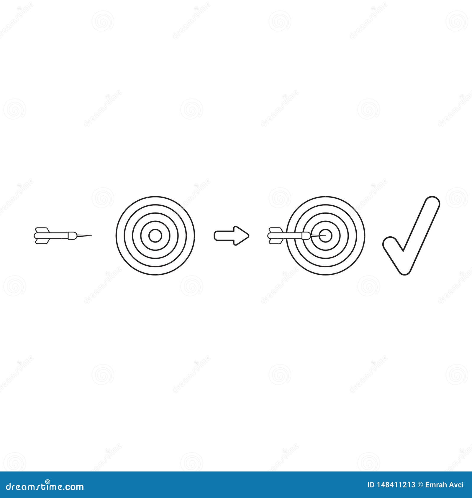 Vector Icon Concept of Bulls Eye and Dart with Check Mark Stock Vector ...