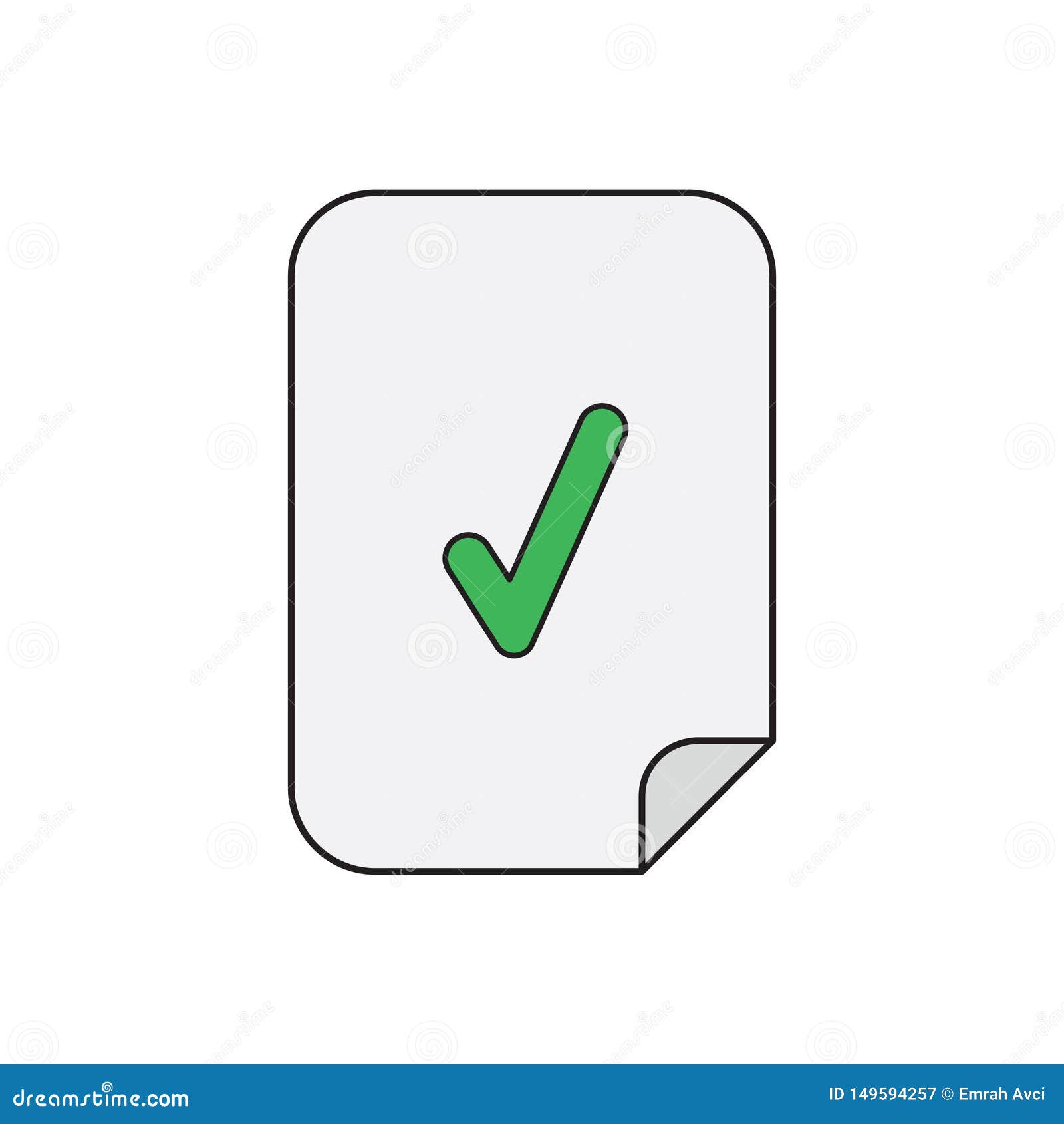 Vector Icon Concept of Check Mark Inside Paper Stock Vector ...