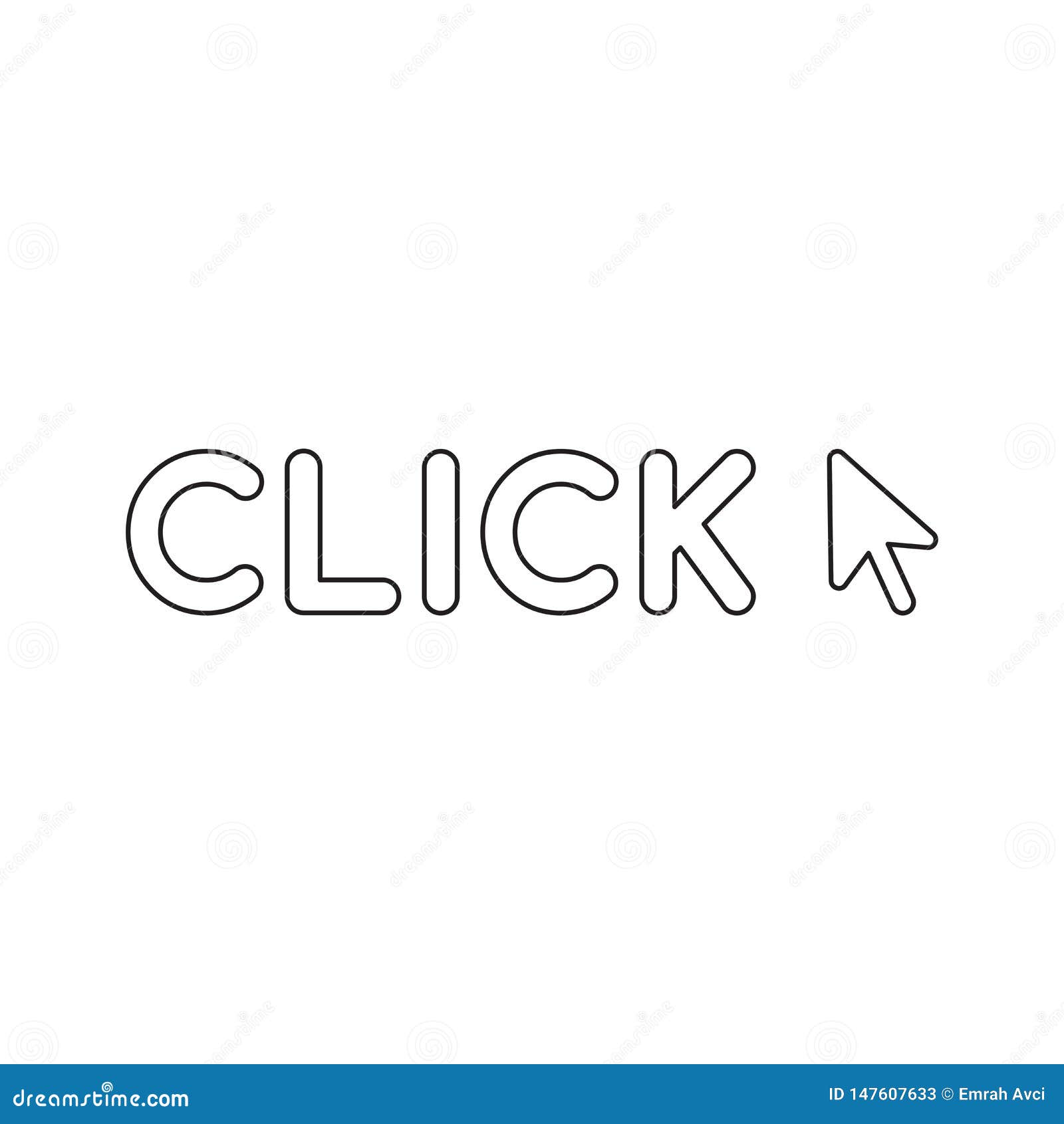 Vector Icon Concept of Click Word with Mouse Cursor Stock Vector ...