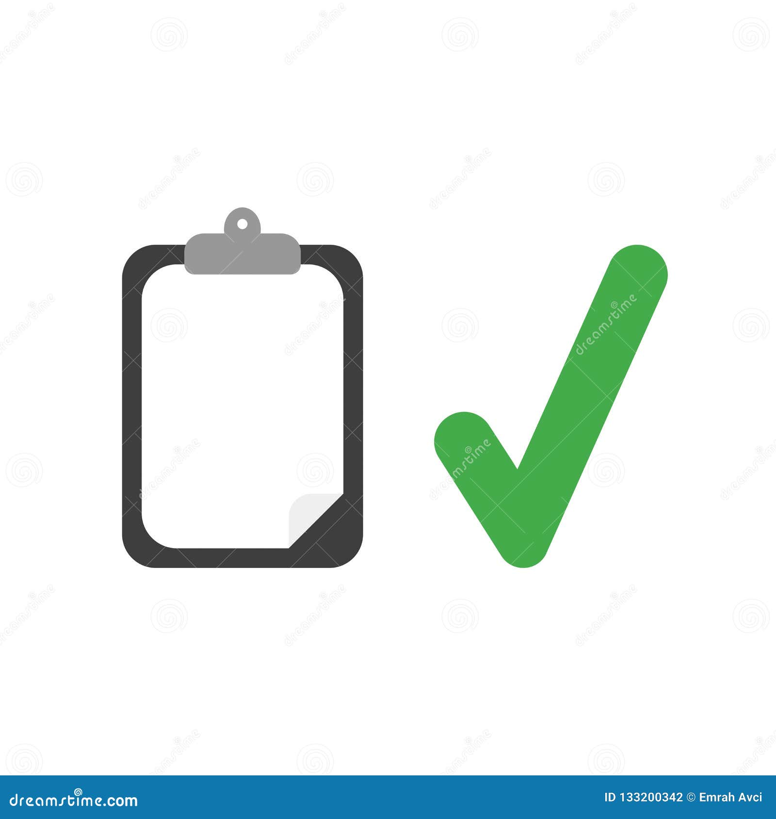 Vector Icon Concept of Clipboard with Blank Paper and Check Mark Stock ...
