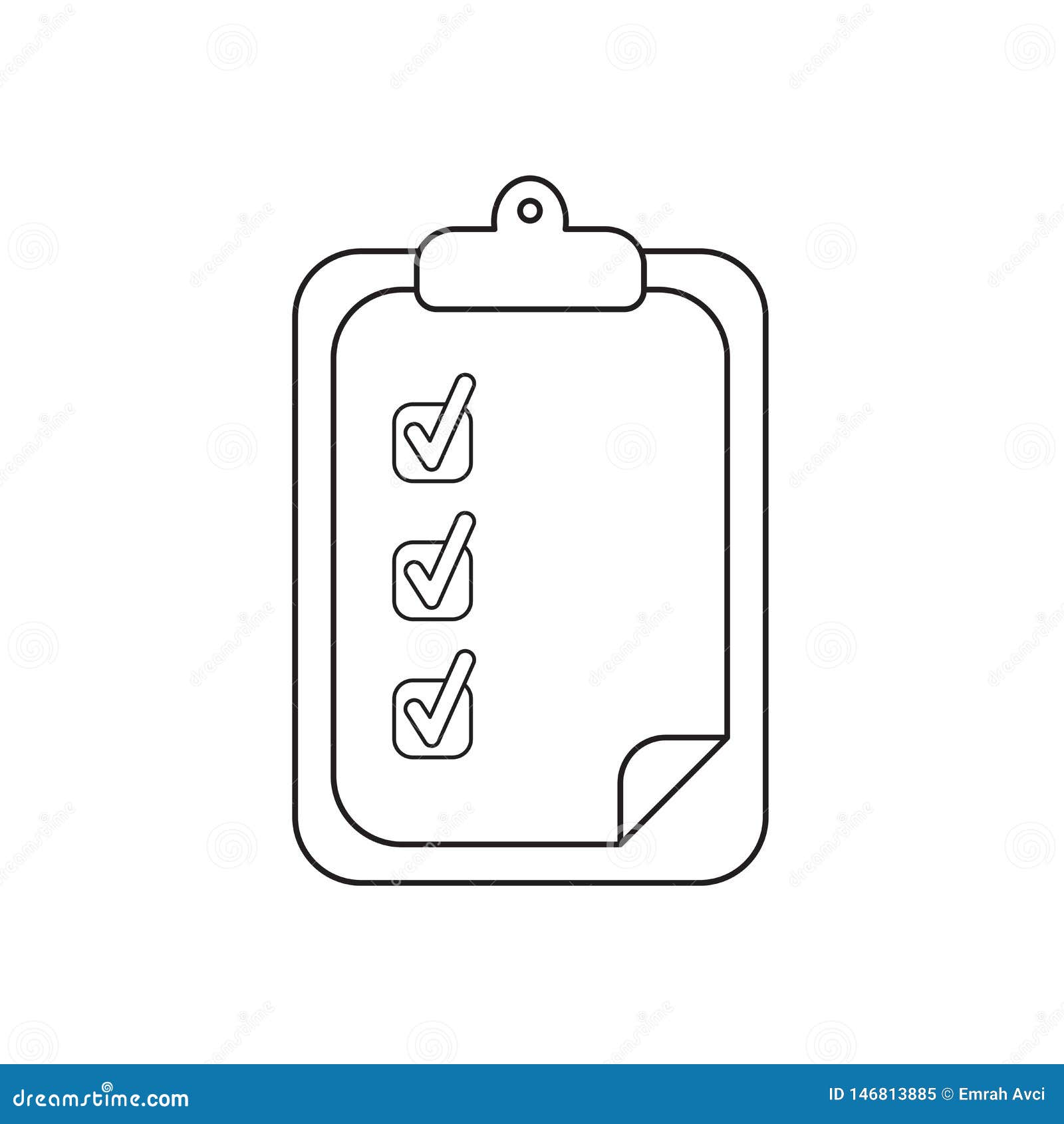 Vector Icon Concept of Clipboard with Check Marks on Paper. Black ...