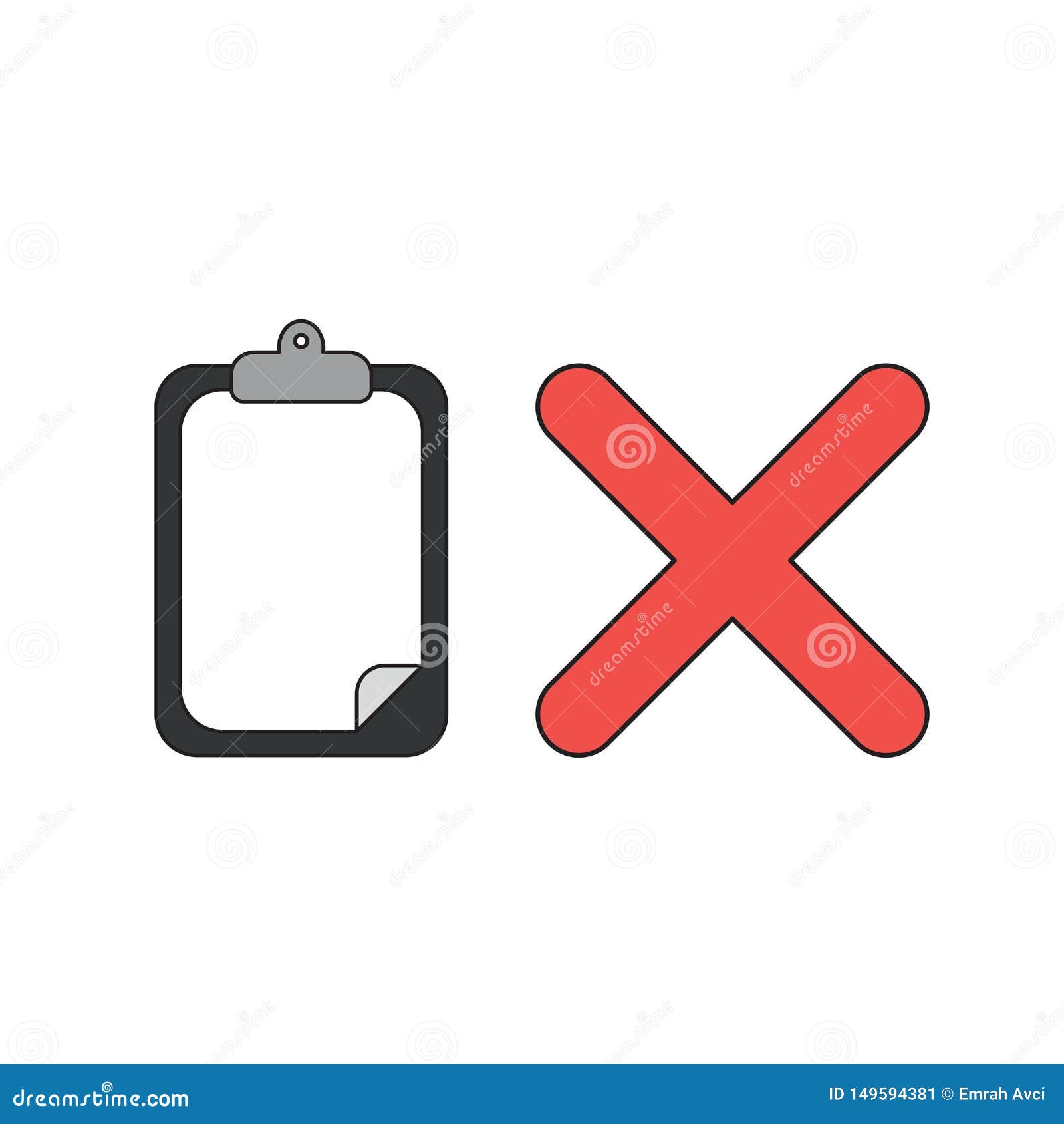 Vector Icon Concept of Clipboard with Paper and X Mark Stock Vector ...