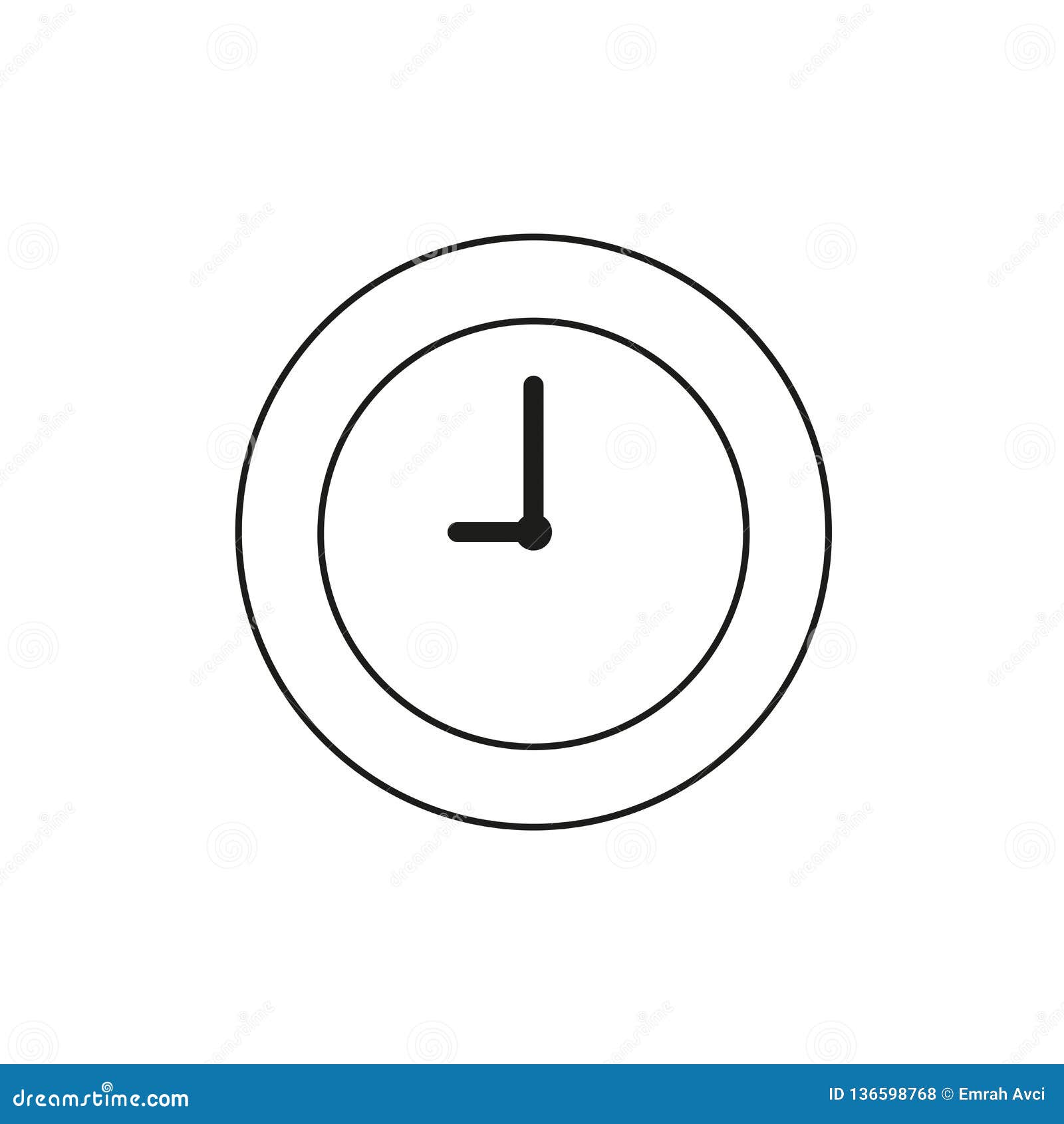 Vector Icon Concept of Clock Time. Black Outlines Stock Vector ...