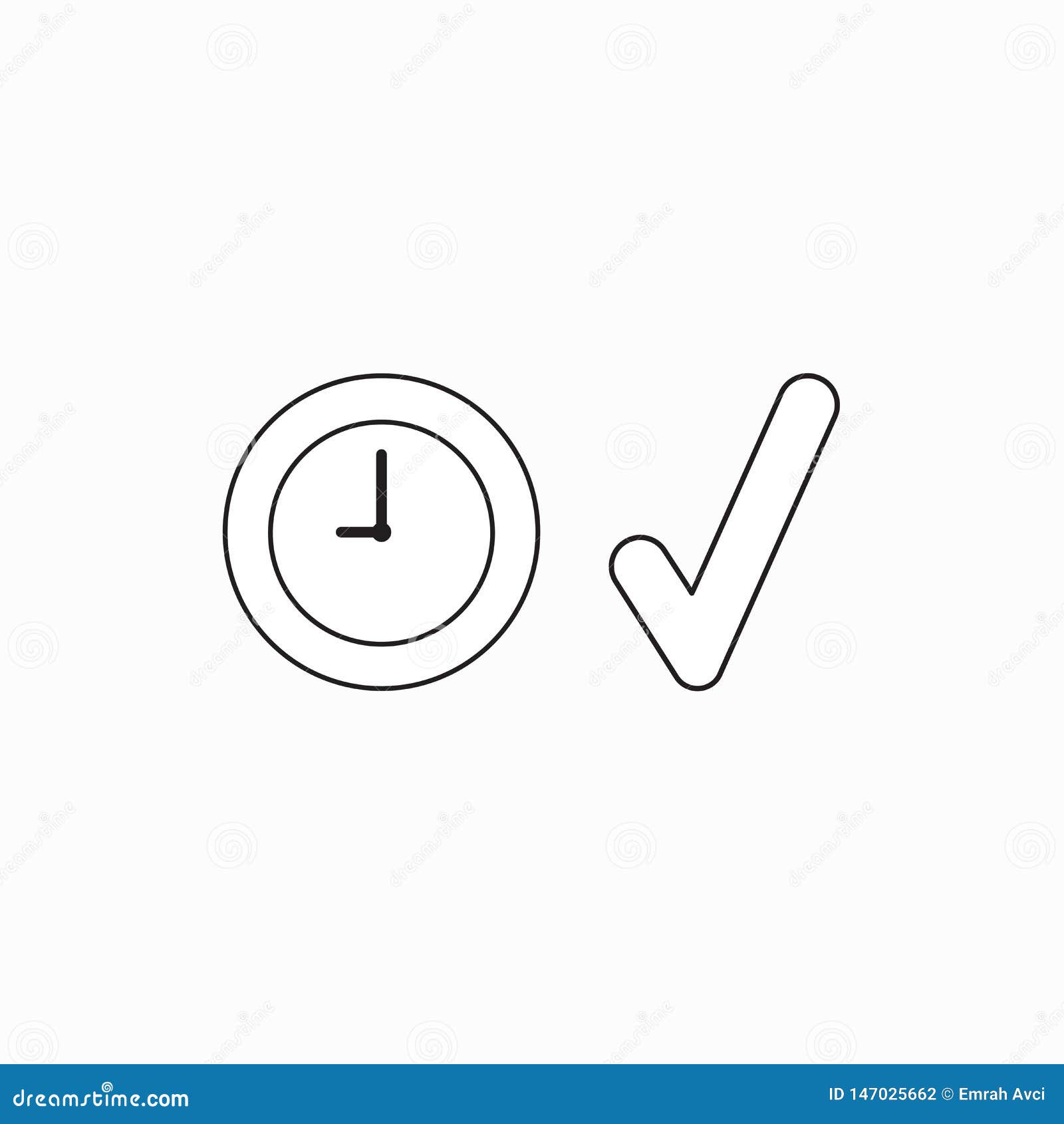 Vector Icon Concept of Clock Time with Check Mark Stock Vector ...