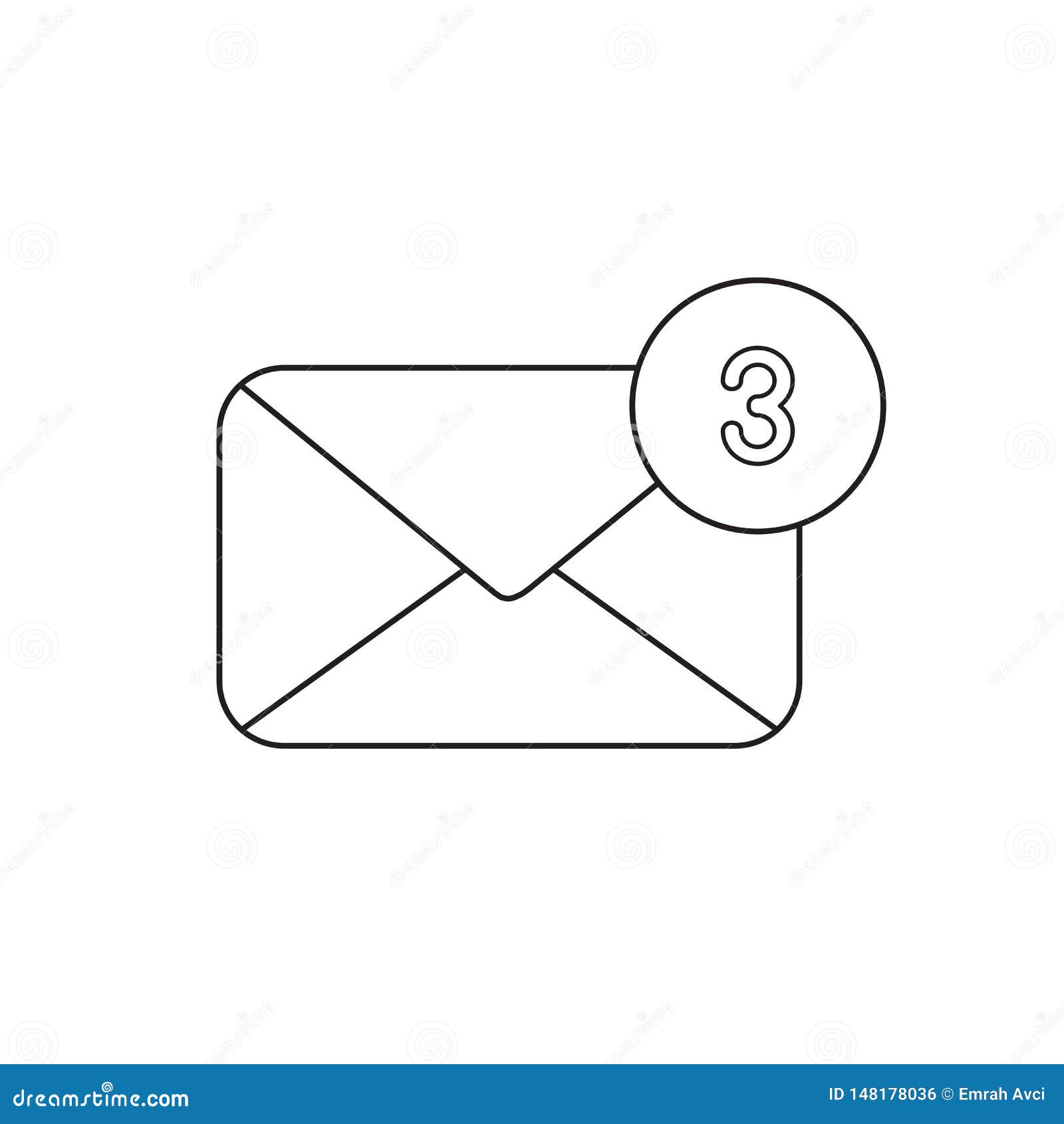Vector Icon Concept of Closed Envelope with Number Three Stock Vector ...