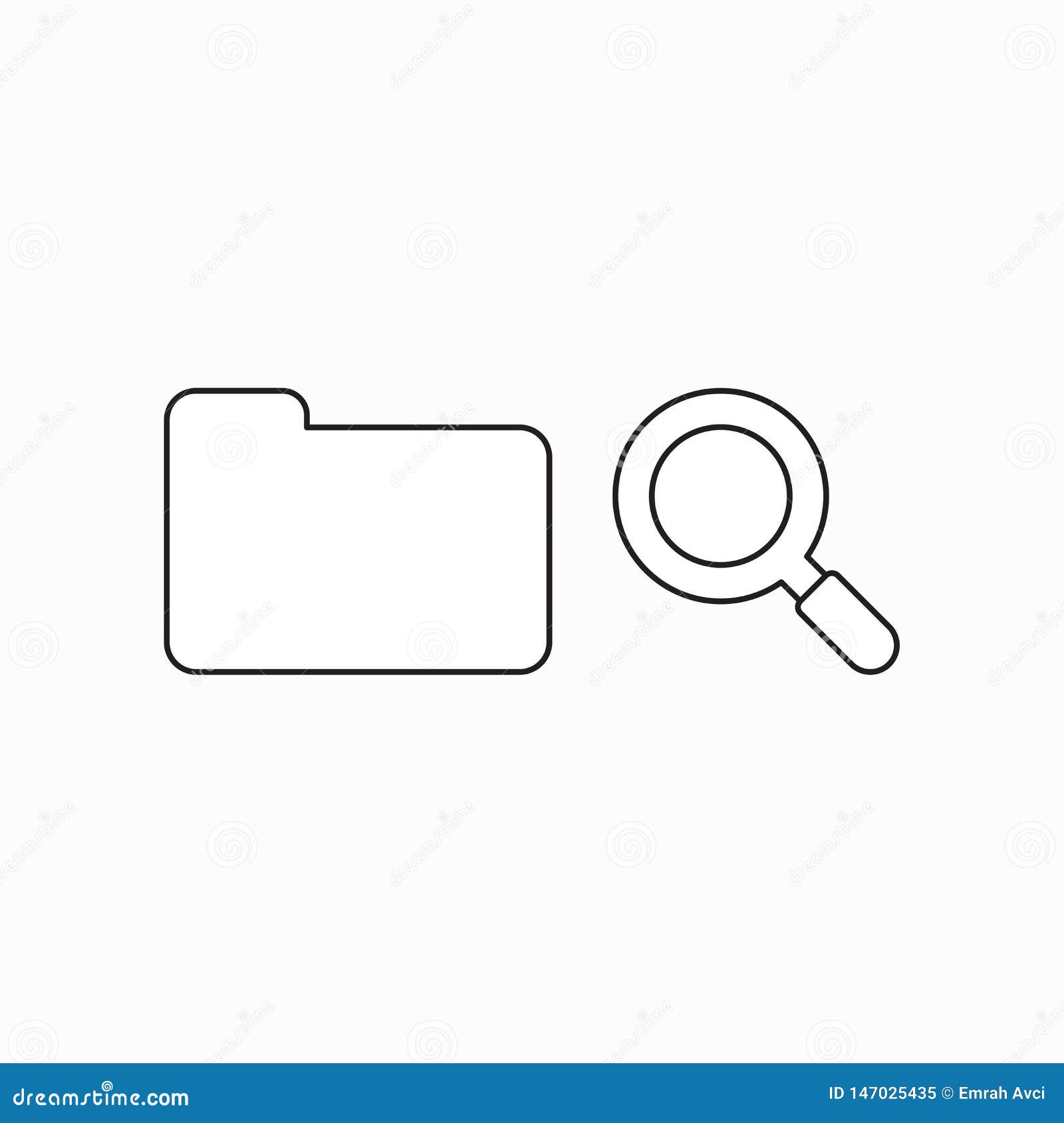 Vector Icon Concept of Closed File Folder with Magnifying Glass Stock ...