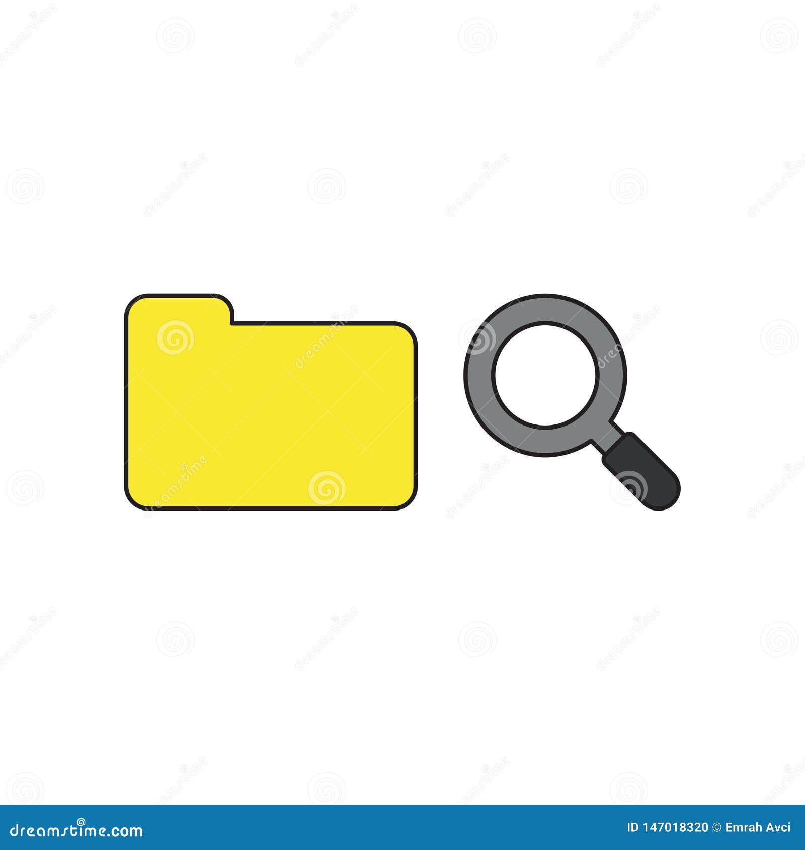 Vector Icon Concept of Closed File Folder with Magnifying Glass Stock ...