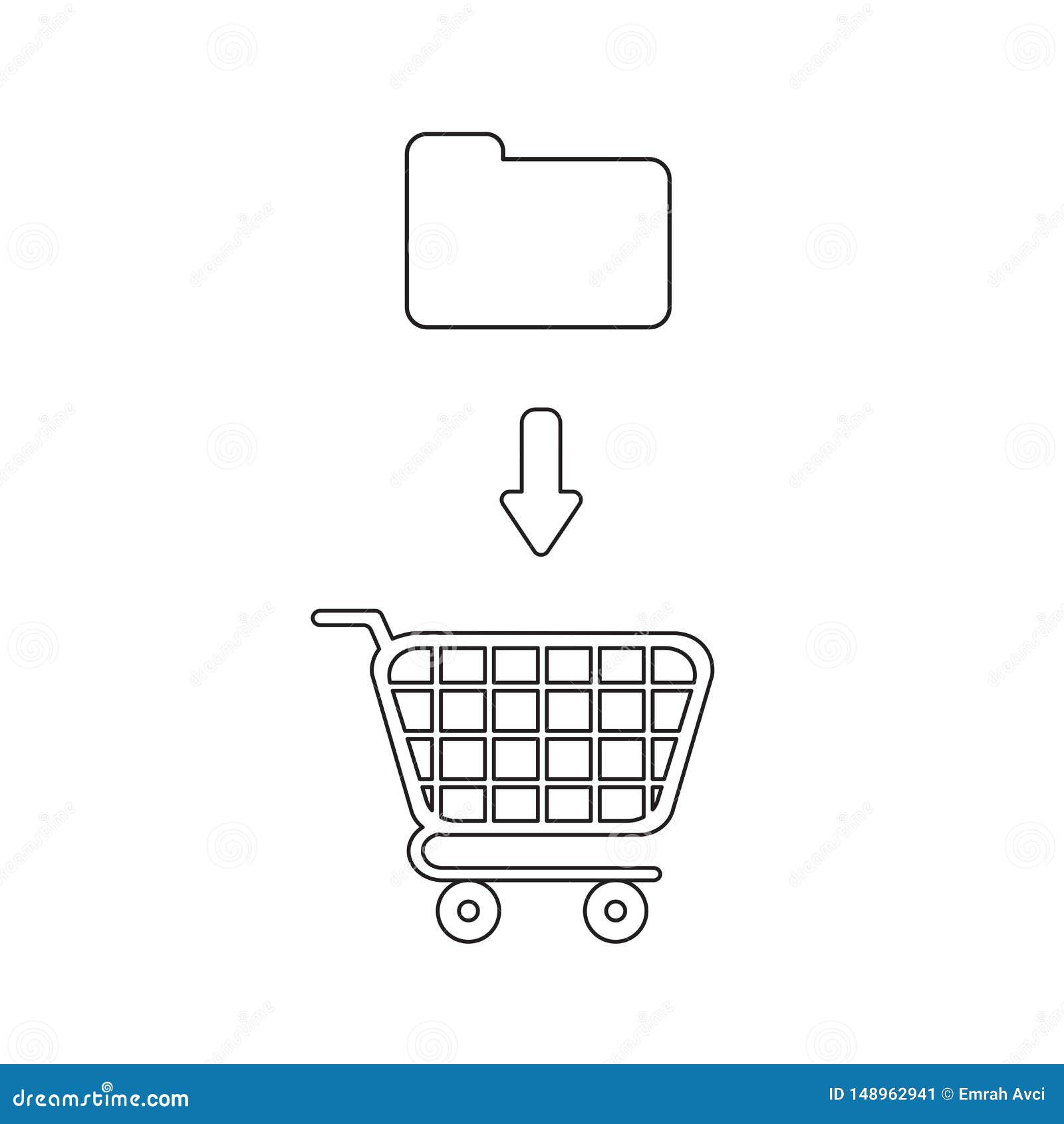 Vector Icon Concept of Closed Folder into Shopping Cart Stock Vector ...