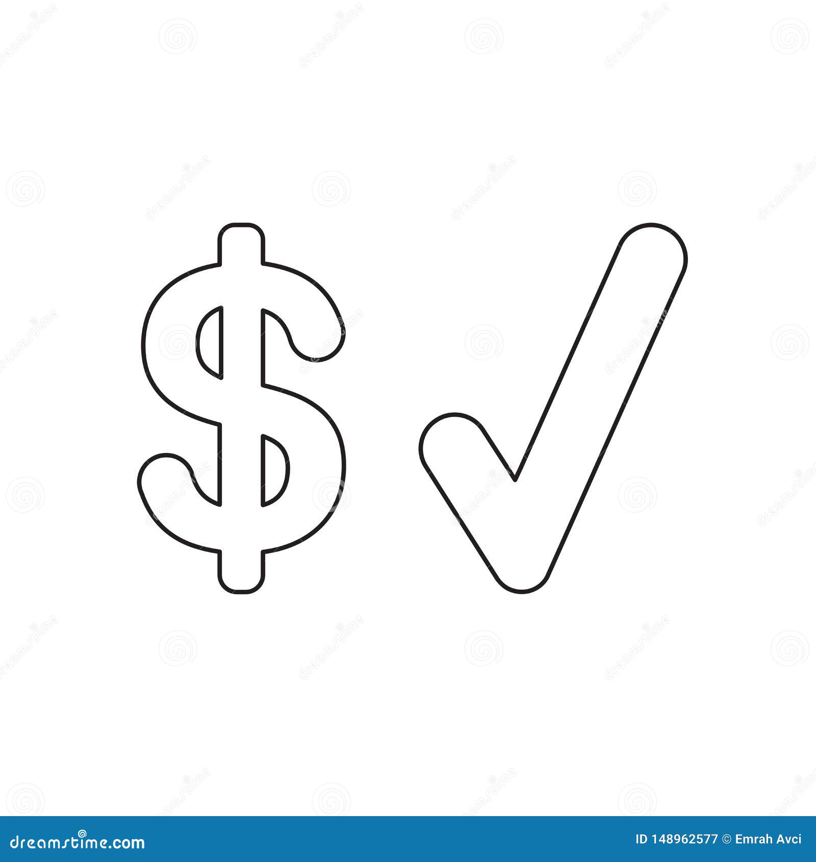 Vector Icon Concept of Dollar with Check Mark Stock Vector ...