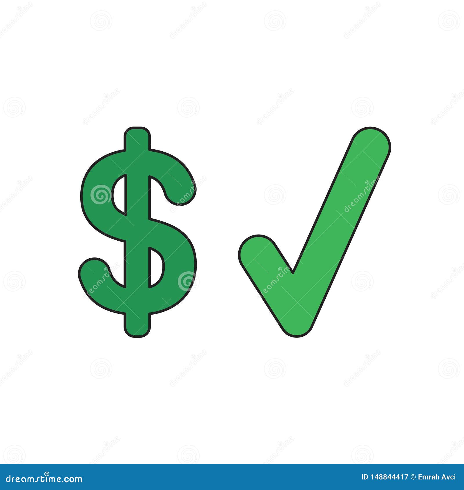 Vector Icon Concept of Dollar with Check Mark Stock Vector ...