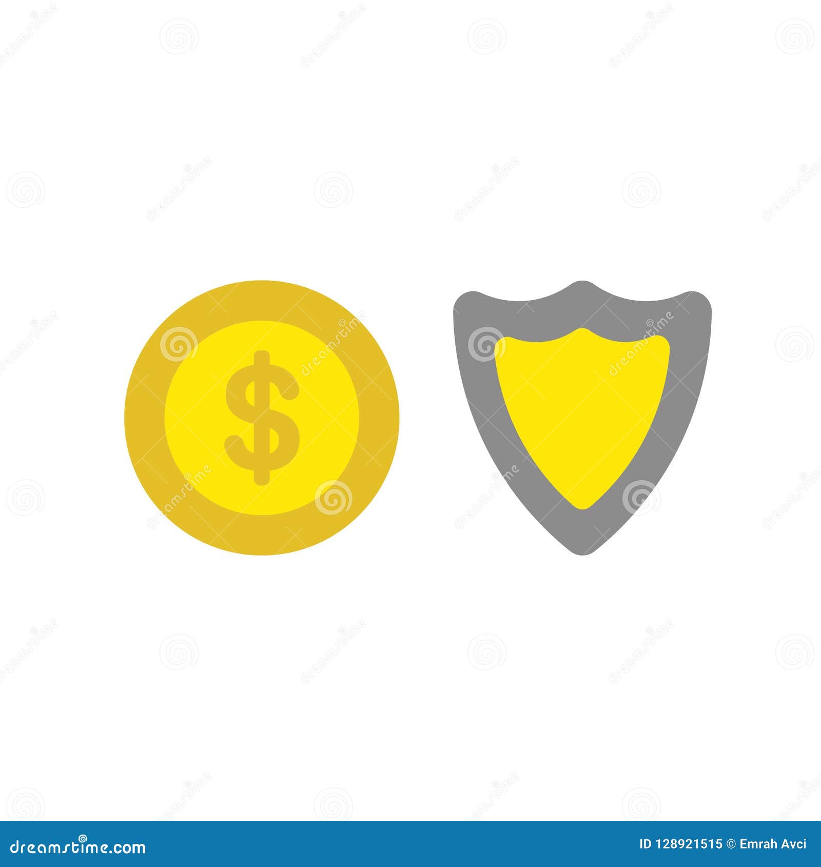 Vector Icon Concept of Dollar Coin with Guard Shield Stock Vector ...