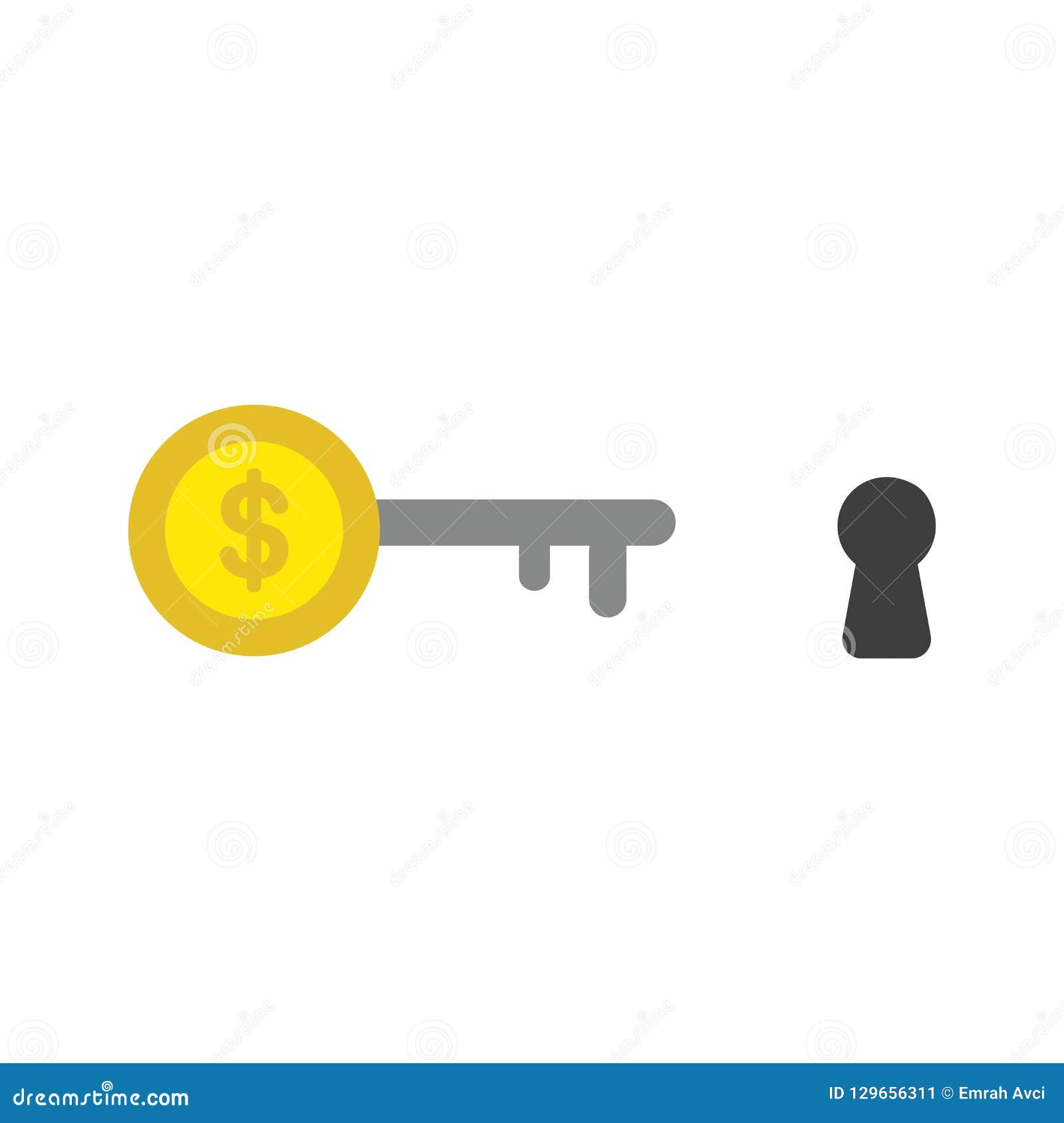Vector Icon Concept of Dollar Coin Key with Keyhole Stock Vector ...