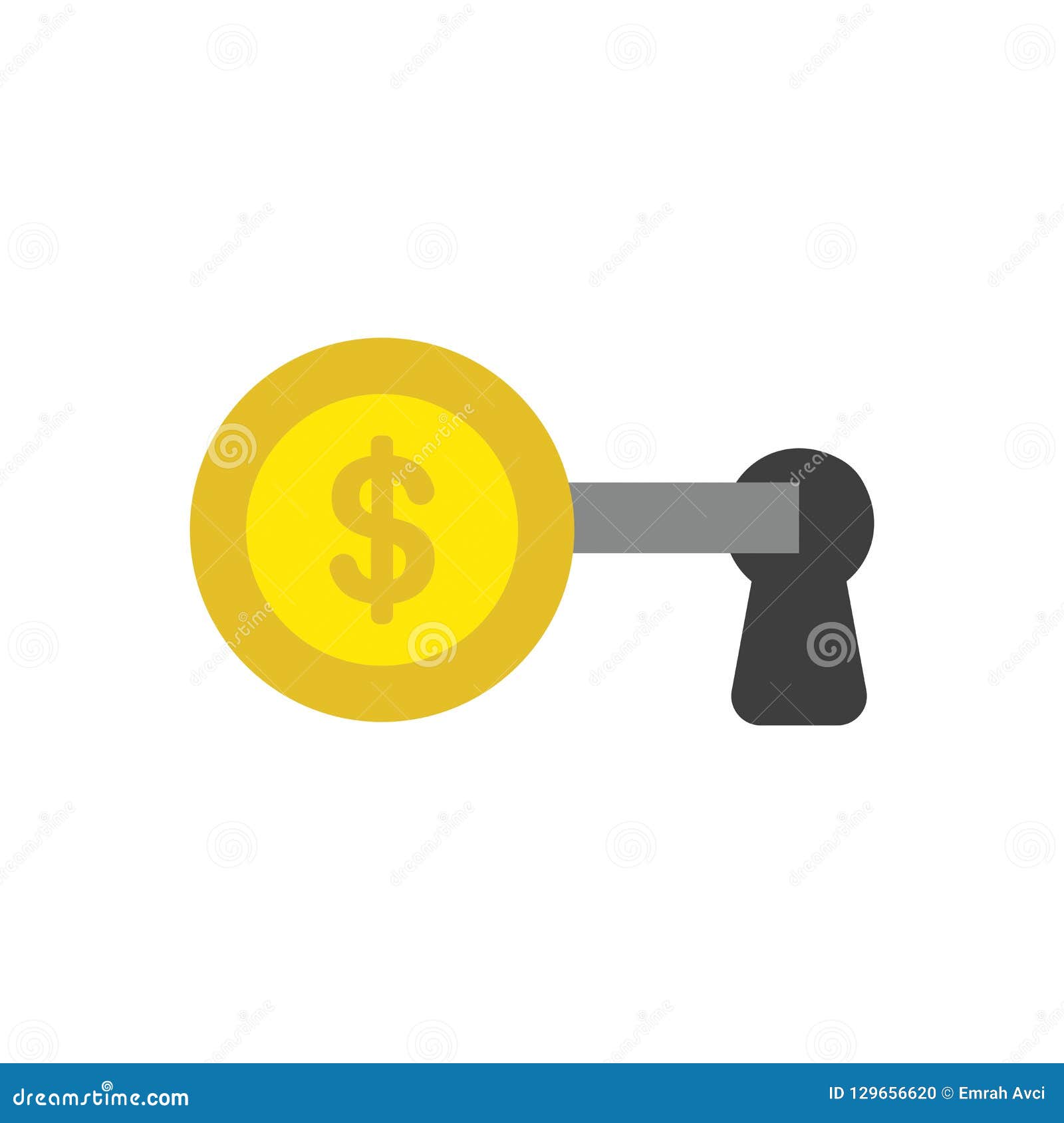 Vector Icon Concept of Dollar Coin Key into Keyhole Stock Vector ...