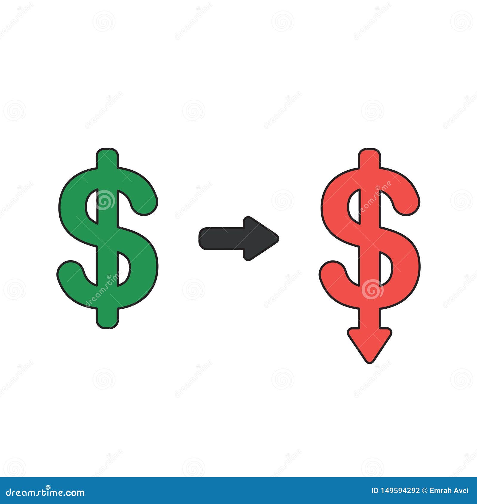 Vector Icon Concept of Dollar Symbol Arrow Down Stock Vector ...