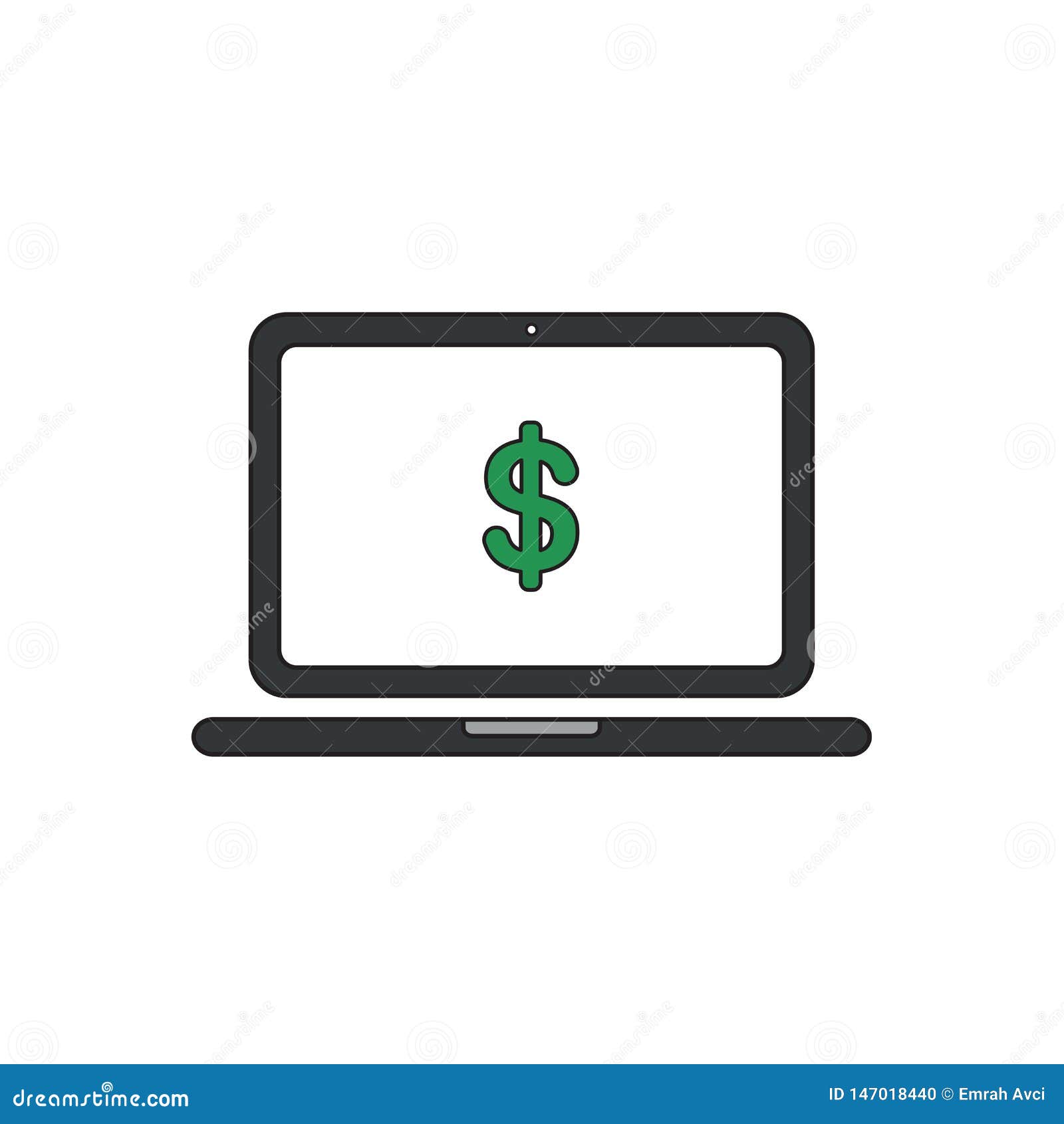 Vector Icon Concept of Dollar Symbol Inside Laptop Computer Screen ...