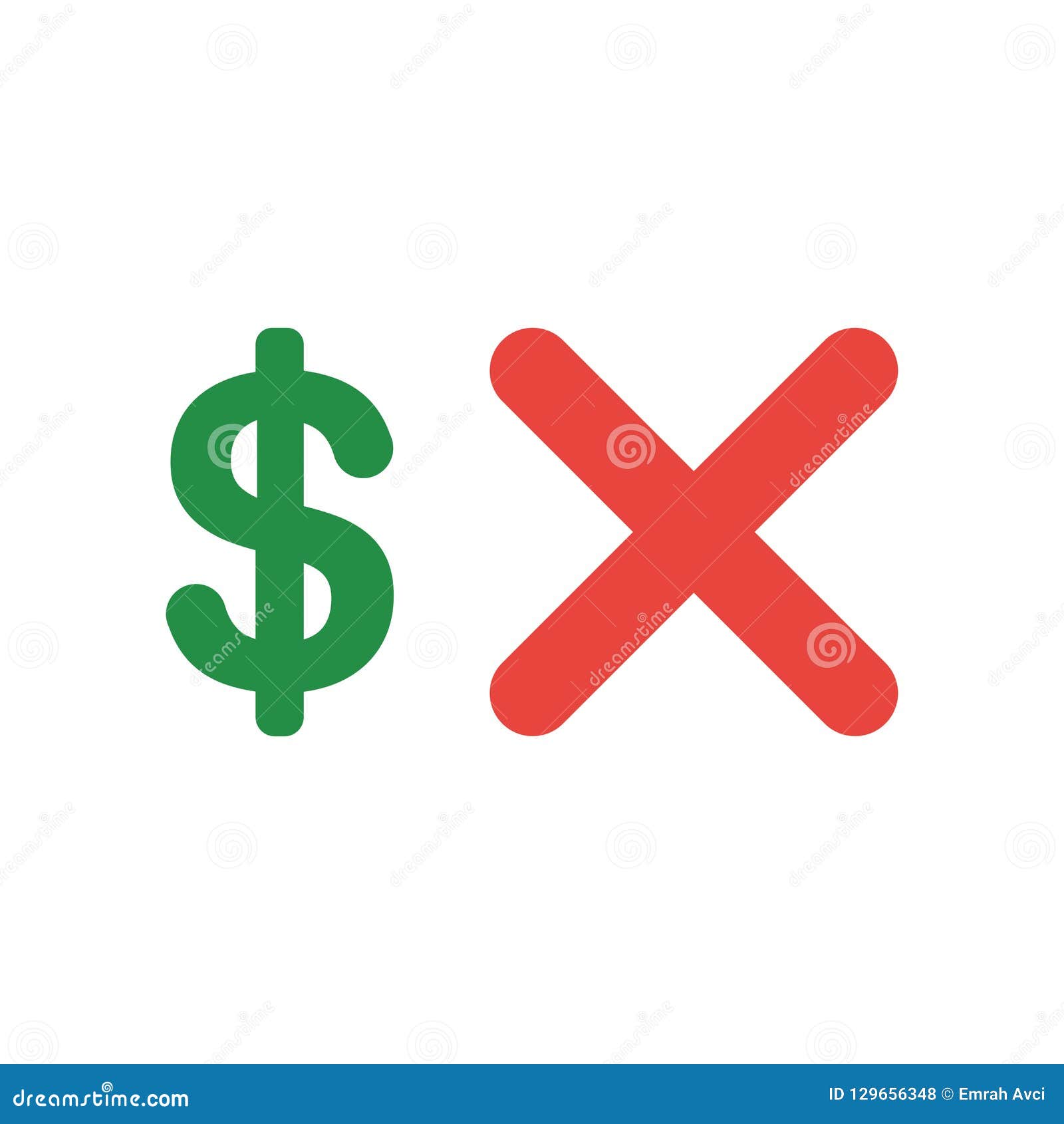 Vector Icon Concept of Dollar Symbol with X Mark Stock Vector ...