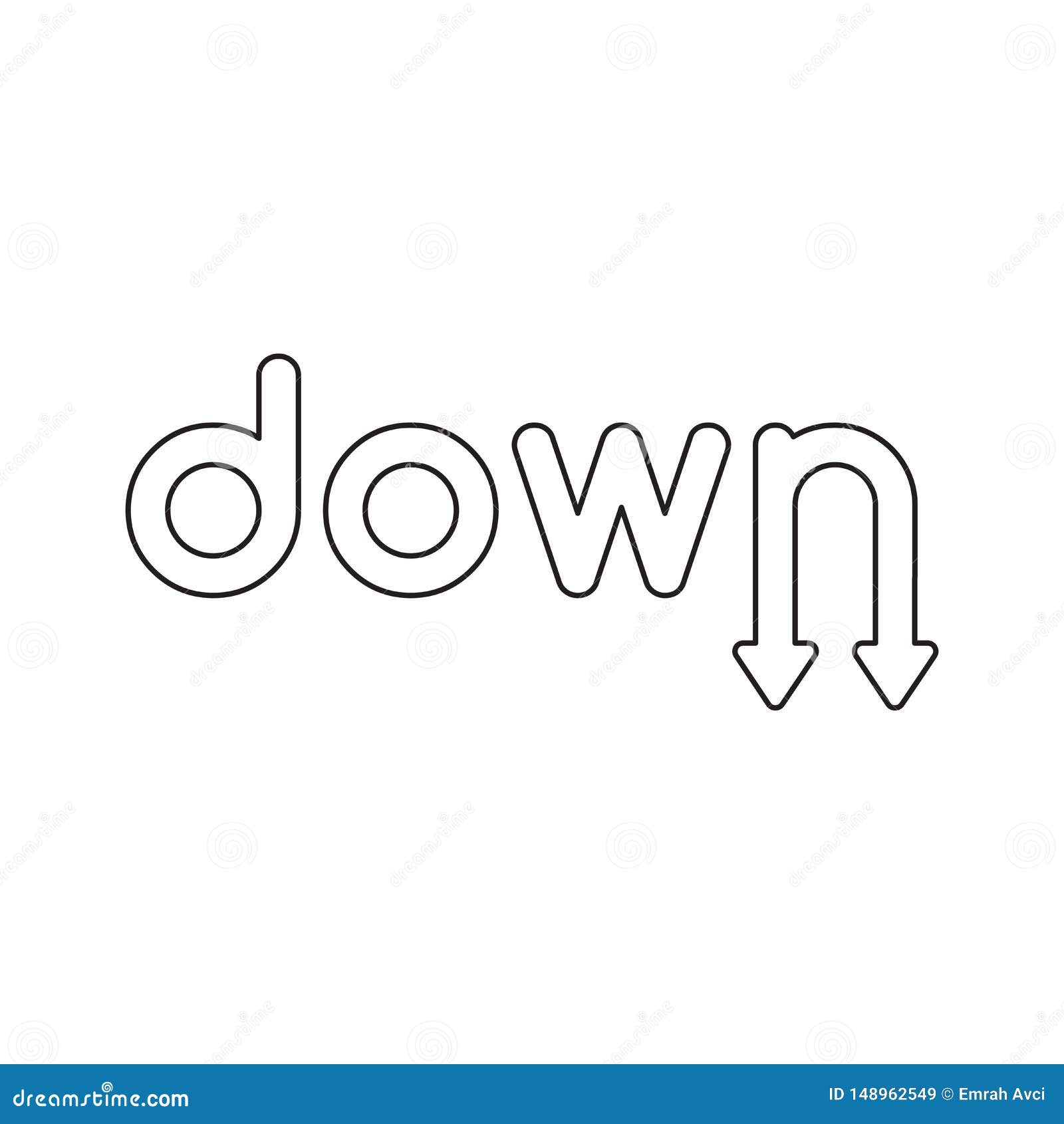 Vector Icon Concept of Down Word with Arrows Down Stock Vector ...